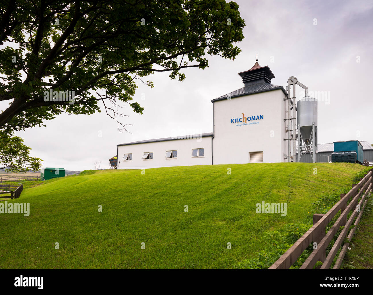 View of Kilchoman farm Distillery on island of Islay in Inner Hebrides ...