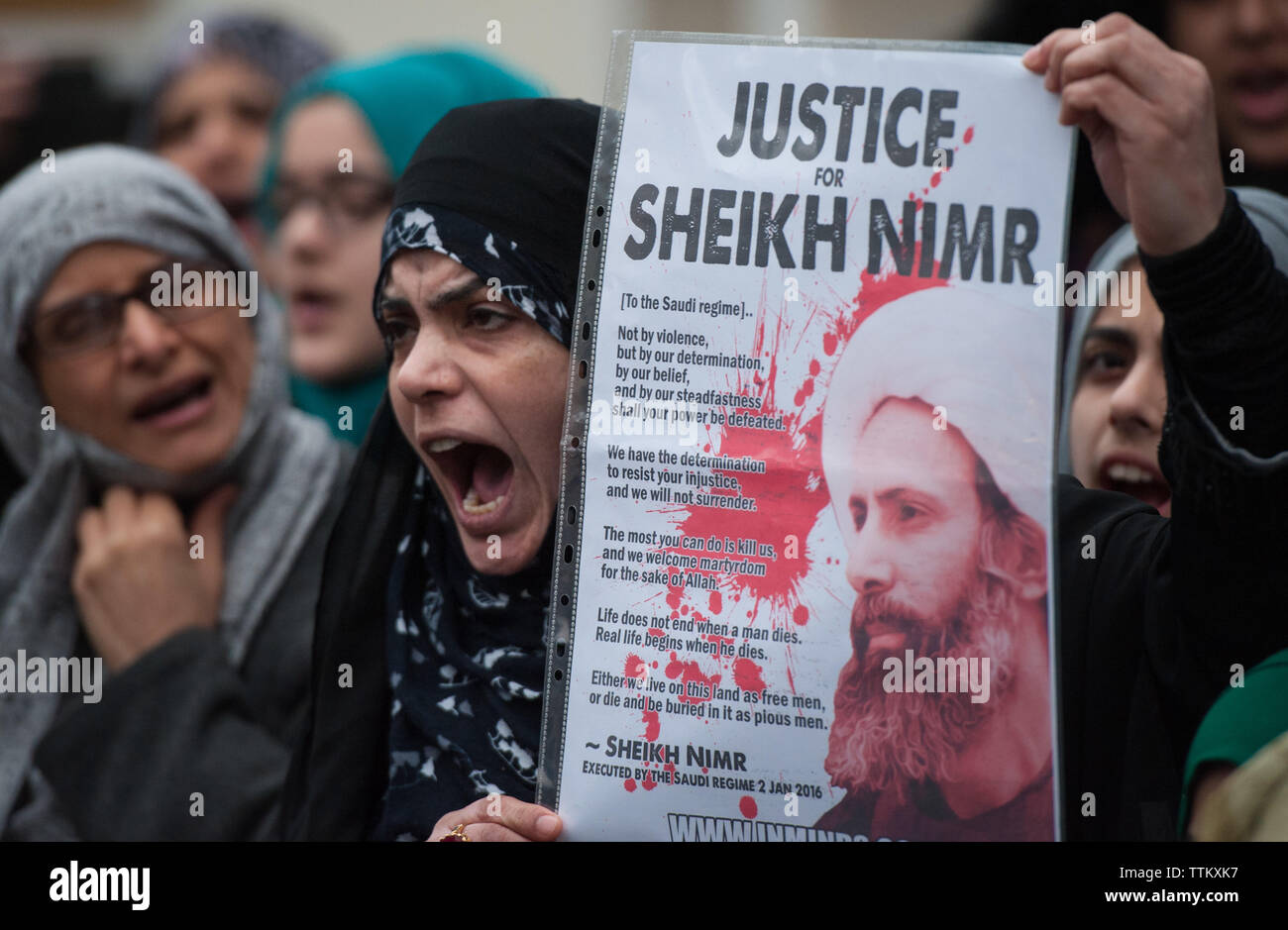 Saudi Embassy, London, UK. 3rd January, 2016. A group of up to 70 ...