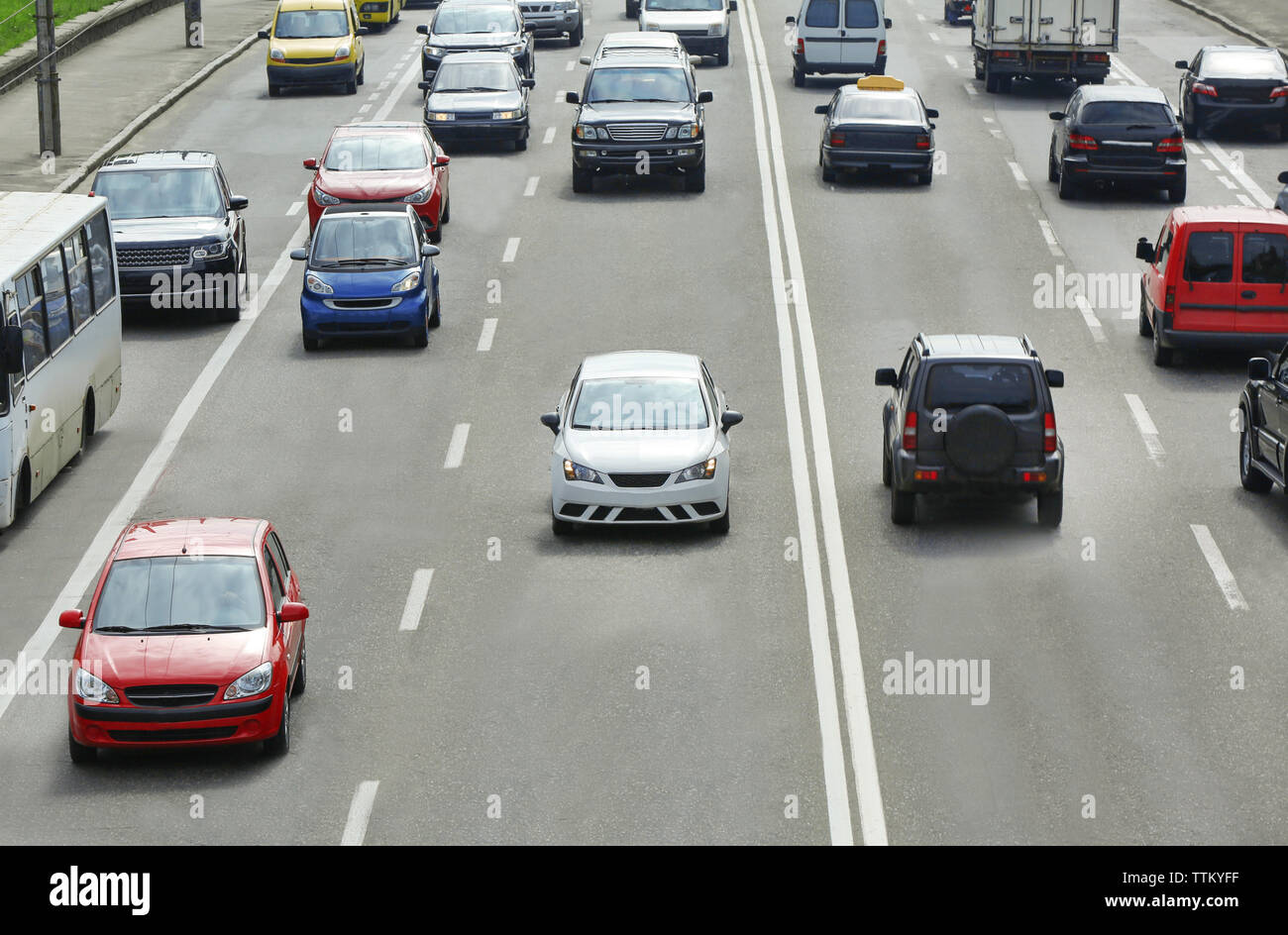 Cars traffic in city Stock Photo - Alamy