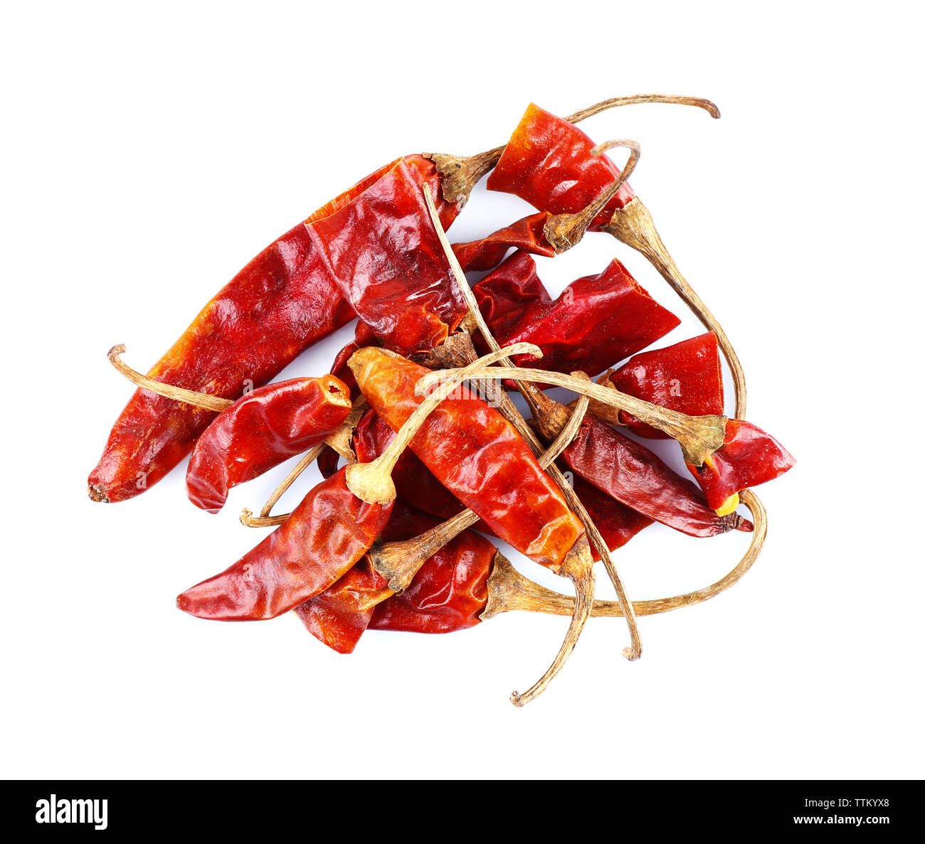 Dried whole chili pepper isolated on white Stock Photo - Alamy