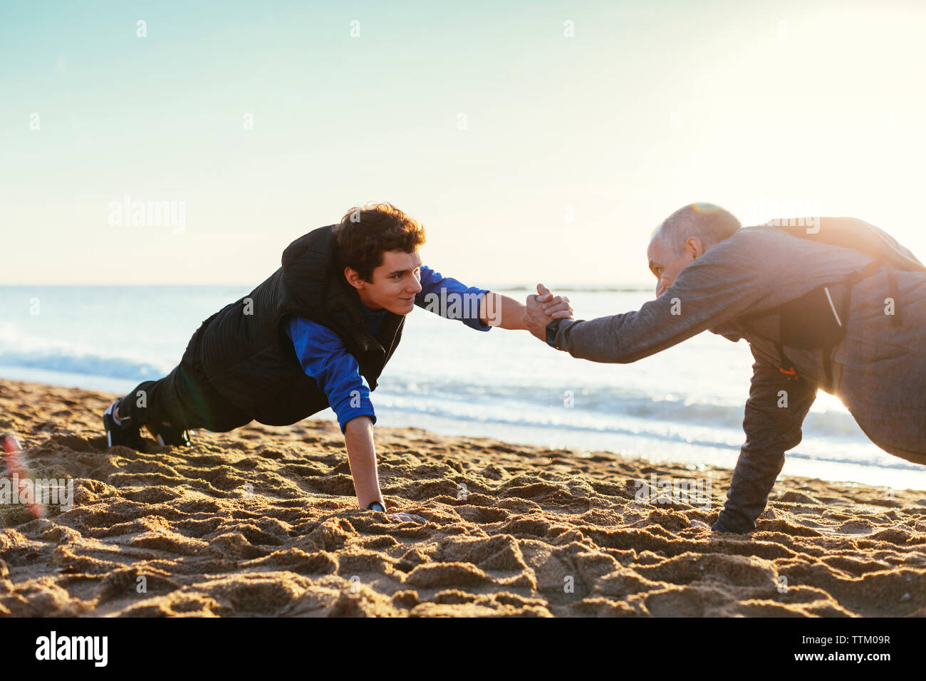 Father son doing push ups hi-res stock photography and images - Alamy