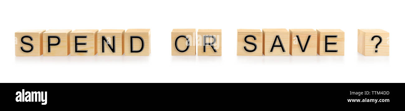 Wooden cubes in a row isolated on white Stock Photo - Alamy