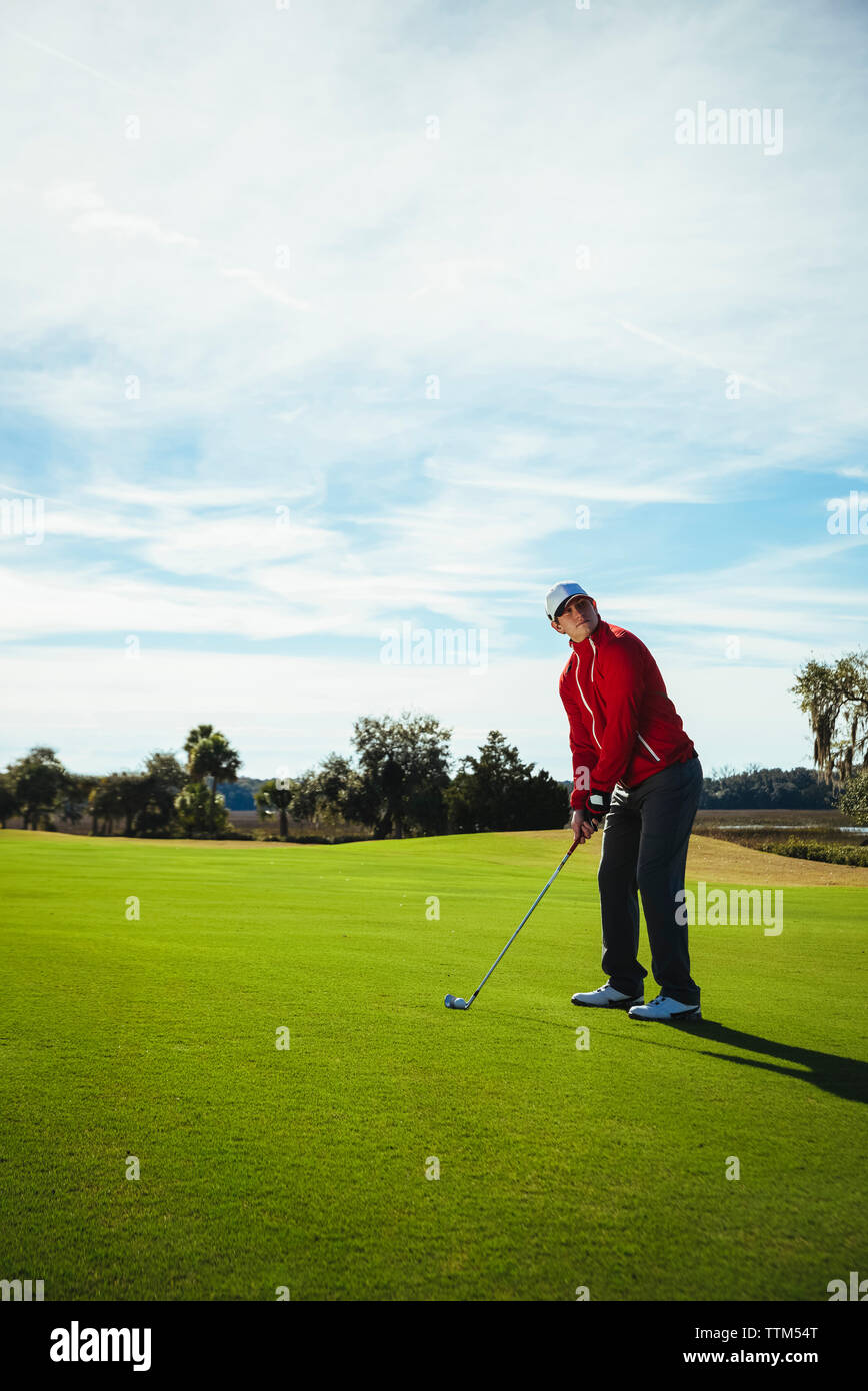 Golf club standing holding golf swing hi-res stock photography and ...