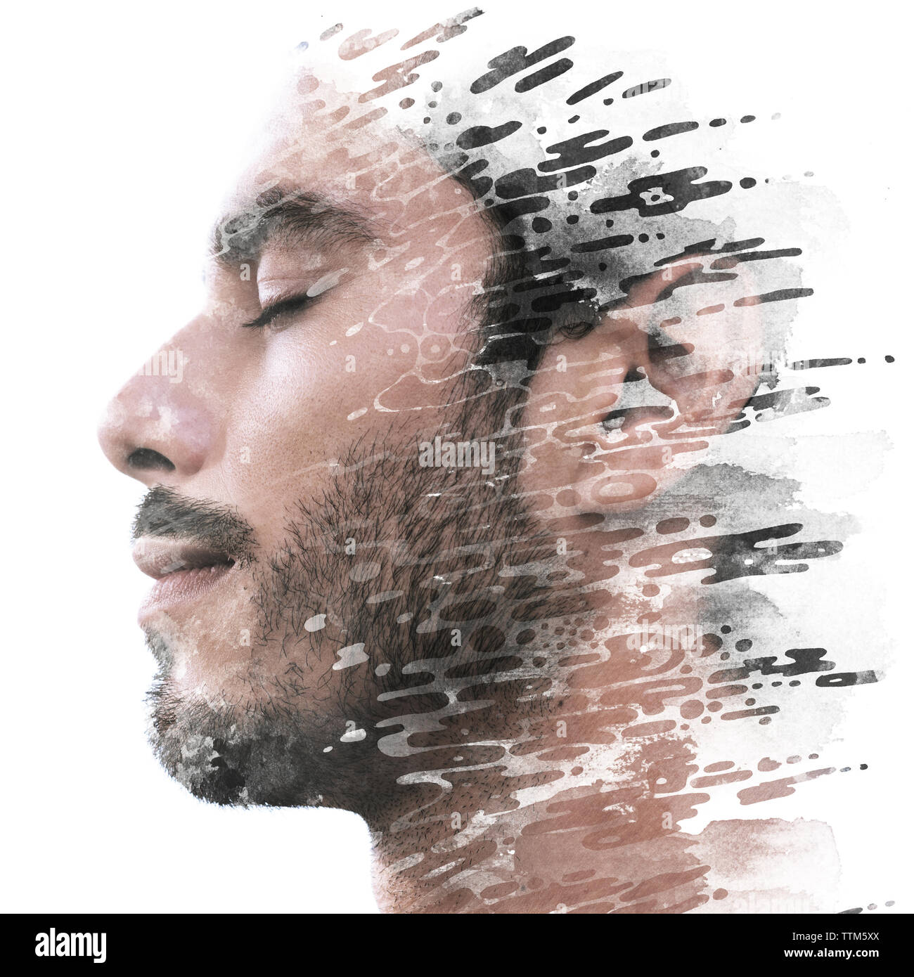 Portrait photography blends in with original artwork Stock Photo - Alamy