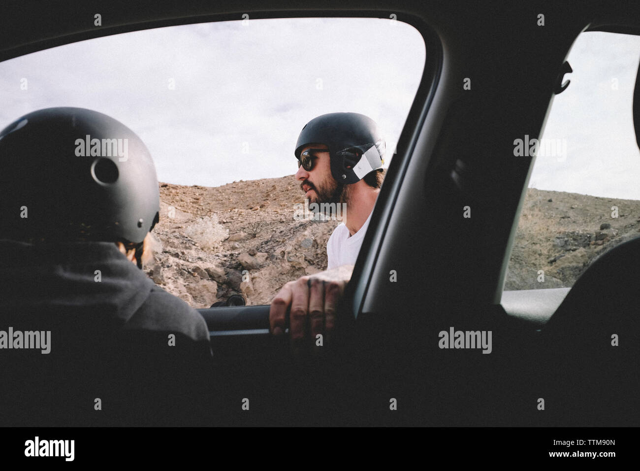 Father son helmets hi-res stock photography and images - Alamy