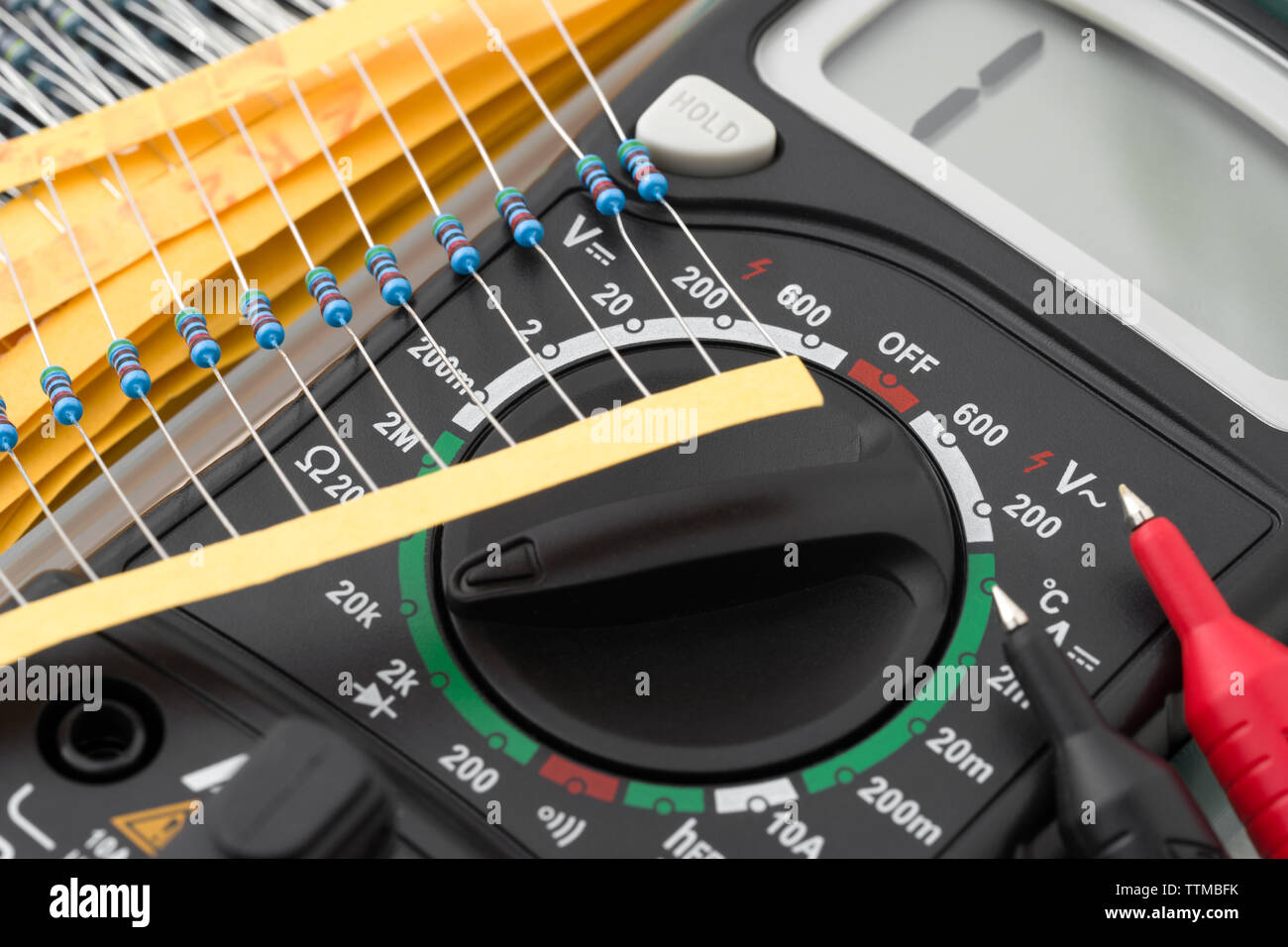 Multimeter measuring device on a light table Stock Photo - Alamy