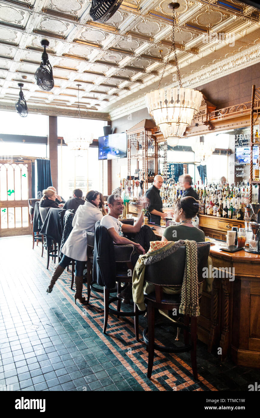 USA, Colorado, Aspen, interior of the J-Bar at the Jerome hotel on Main ...