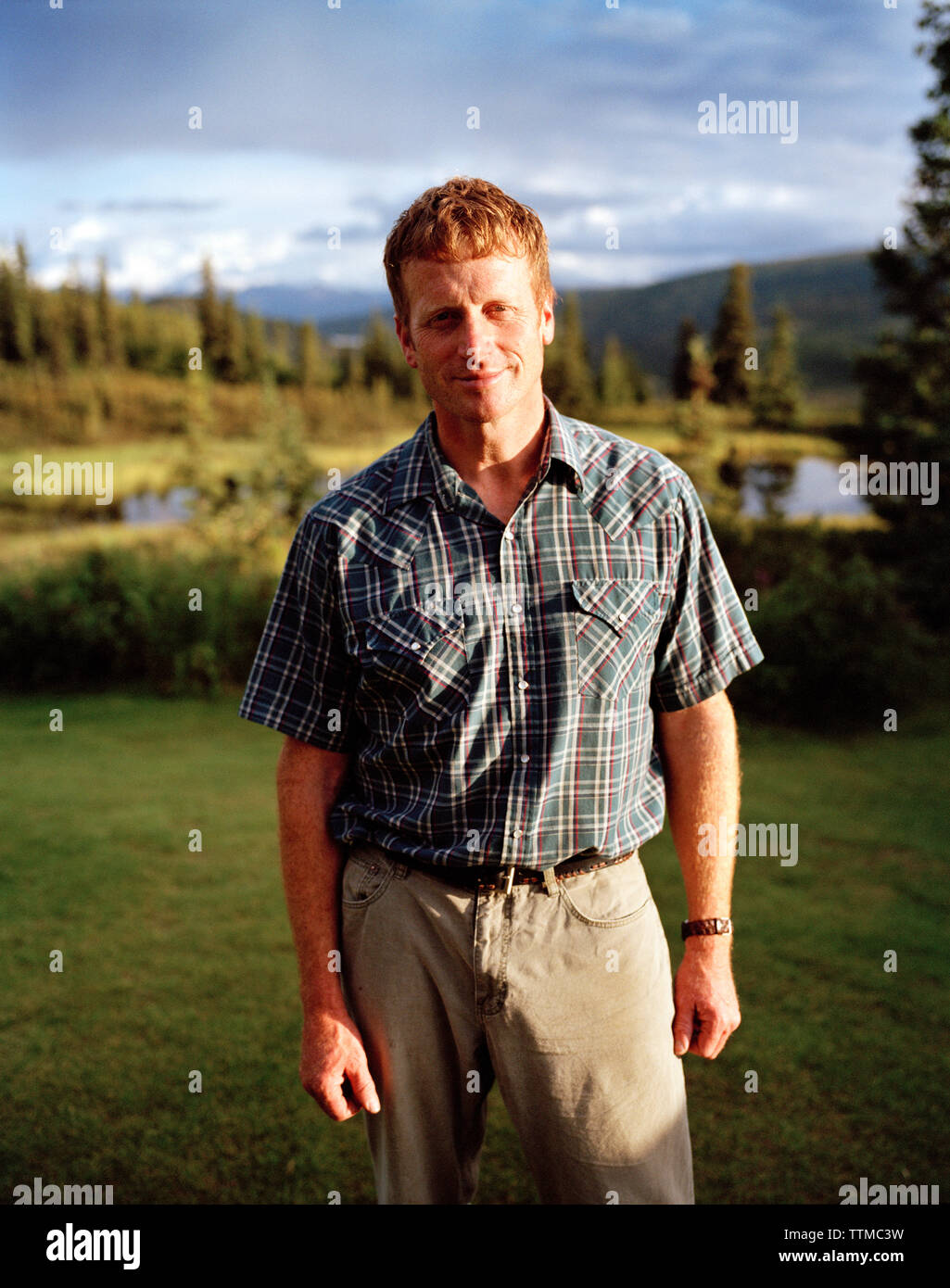 USA, Alaska, Denali National Park, portrait of an activity guide at ...