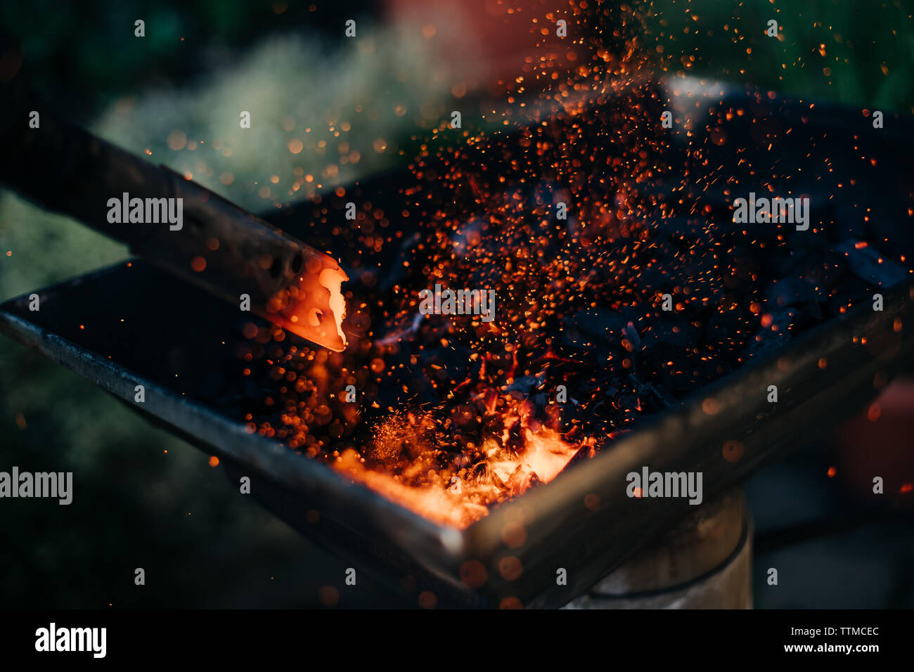light up coal for barbecue Stock Photo - Alamy