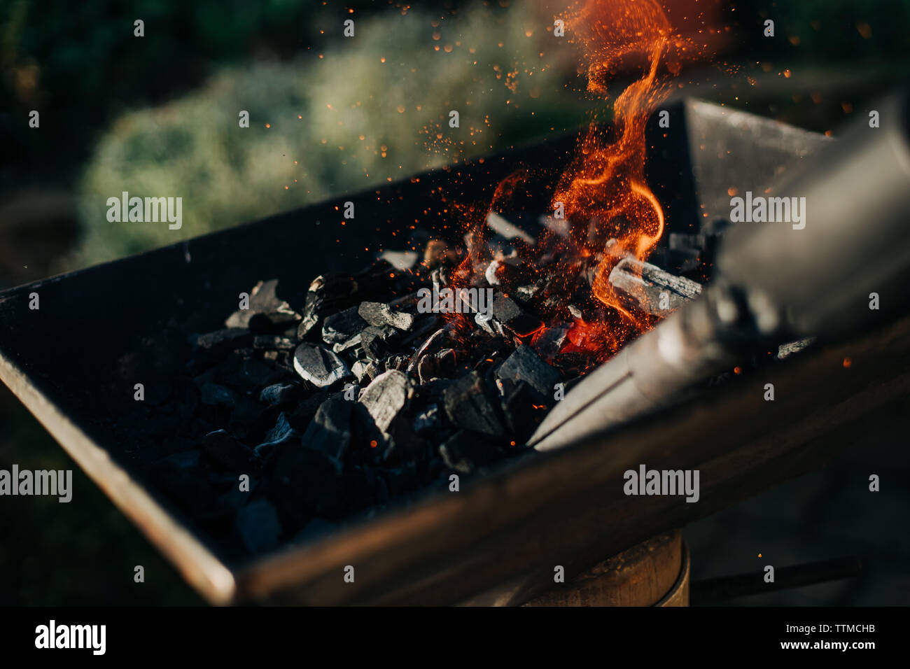 light up coal for barbecue Stock Photo - Alamy