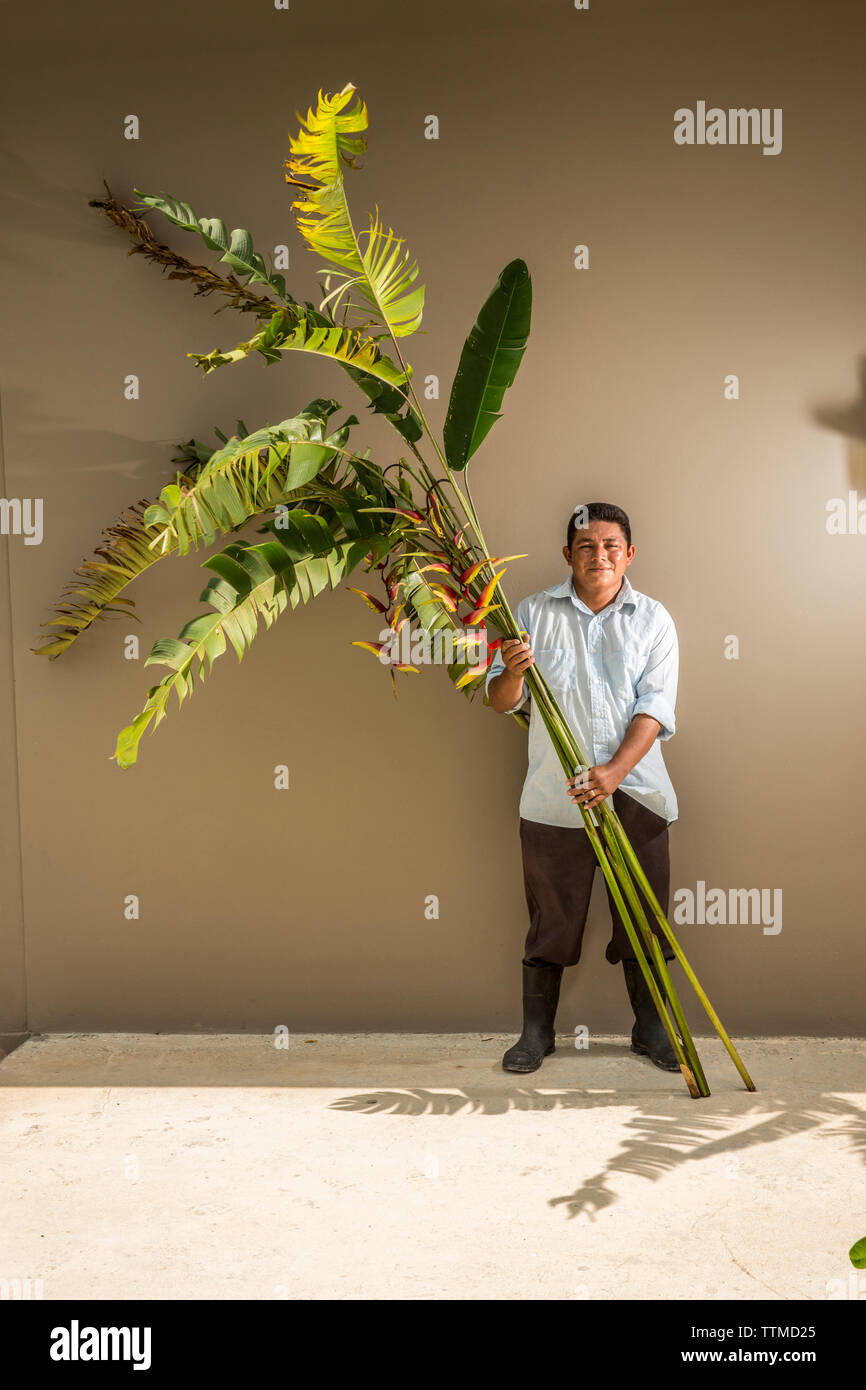 BELIZE, Punta Gorda, Toledo, one of the staff members at Belcampo ...