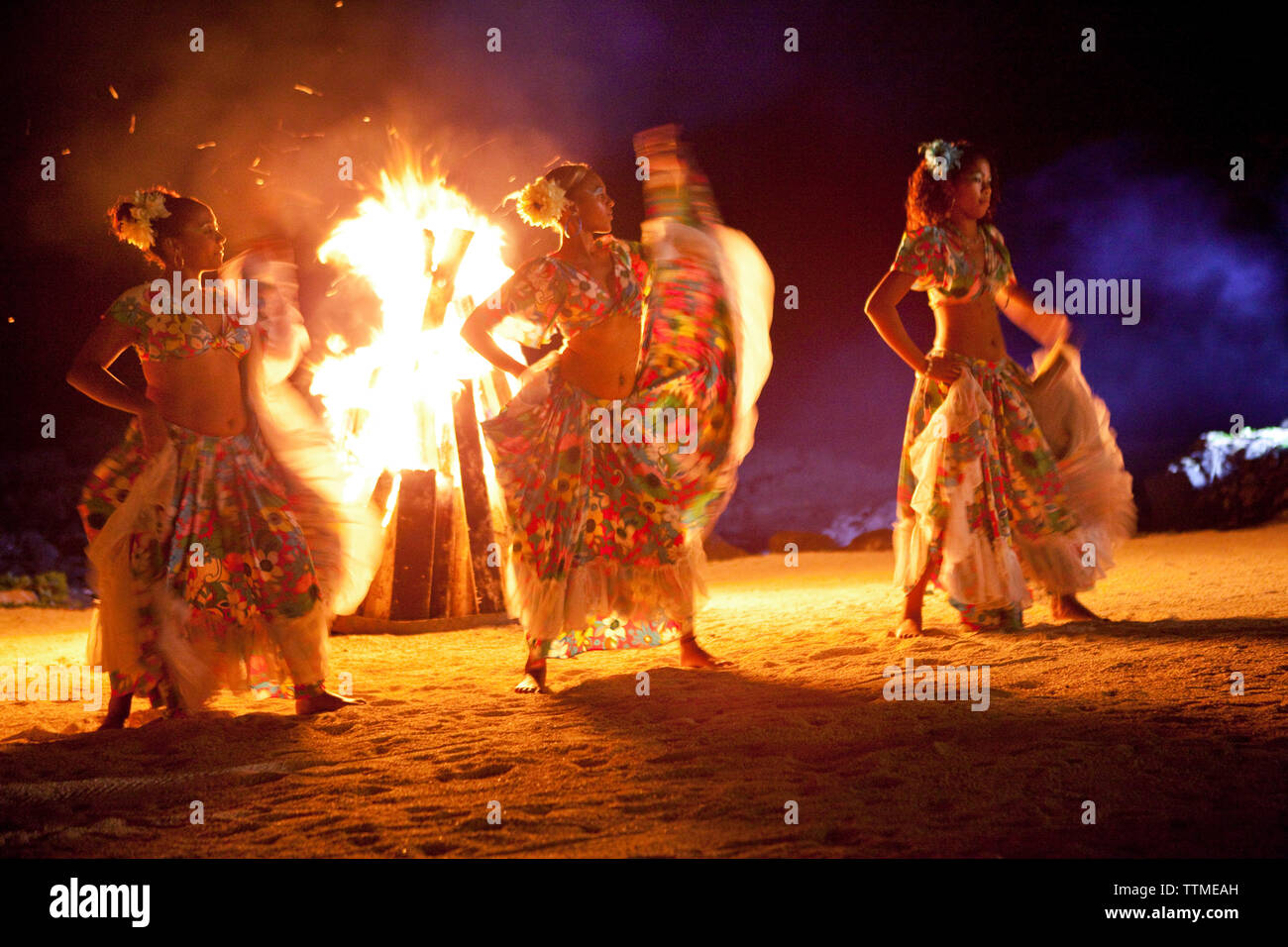 MAURITIUS, Sega dancers perform at hotel Shanti Maurice which is ...