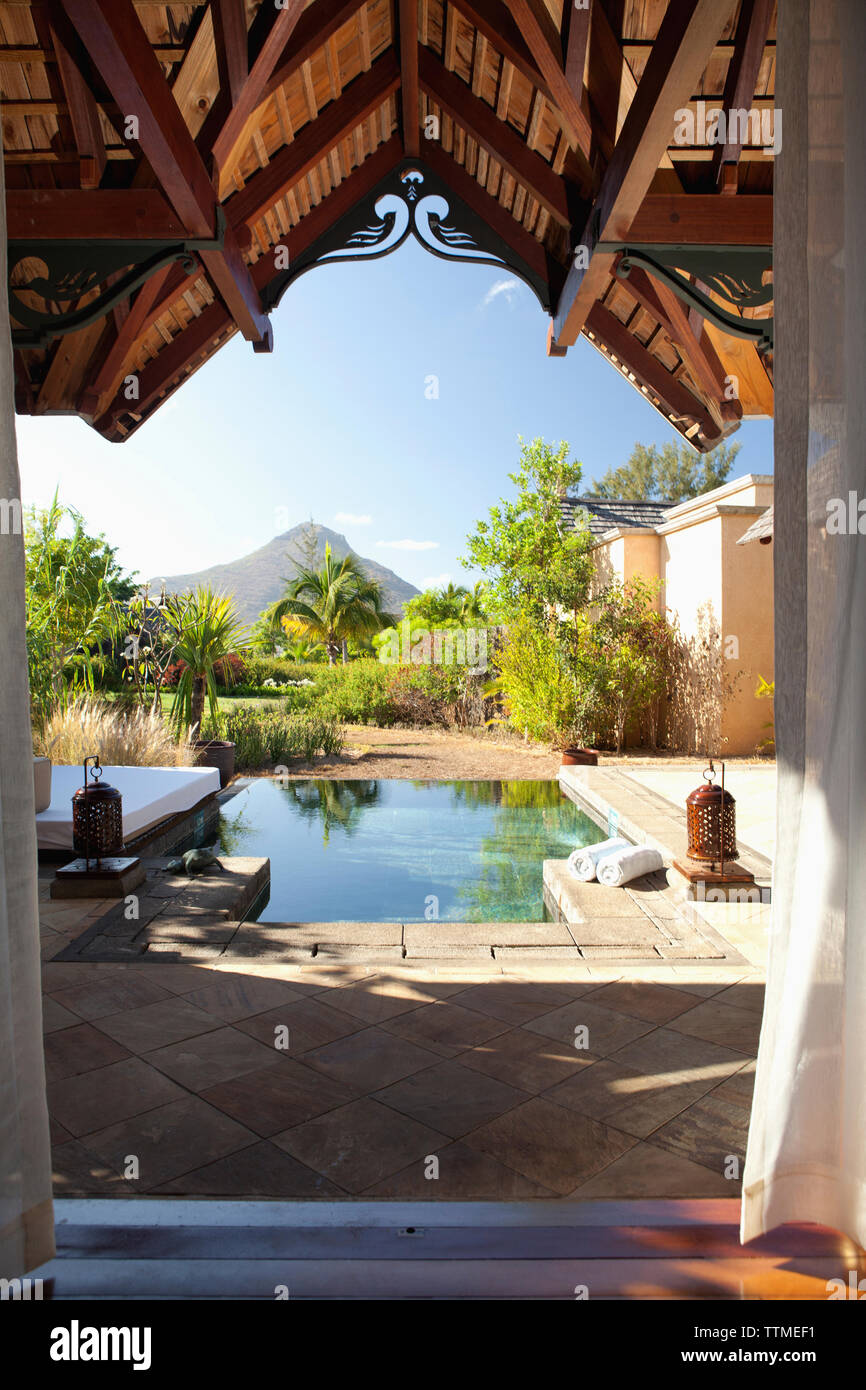 MAURITIUS, Wolmar, detail of a luxury villa at the Maradiva Villas ...
