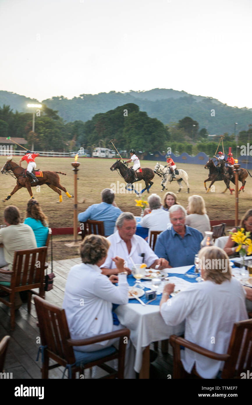 MEXICO, San Pancho, San Francisco, Spectators have dinner and watch a ...