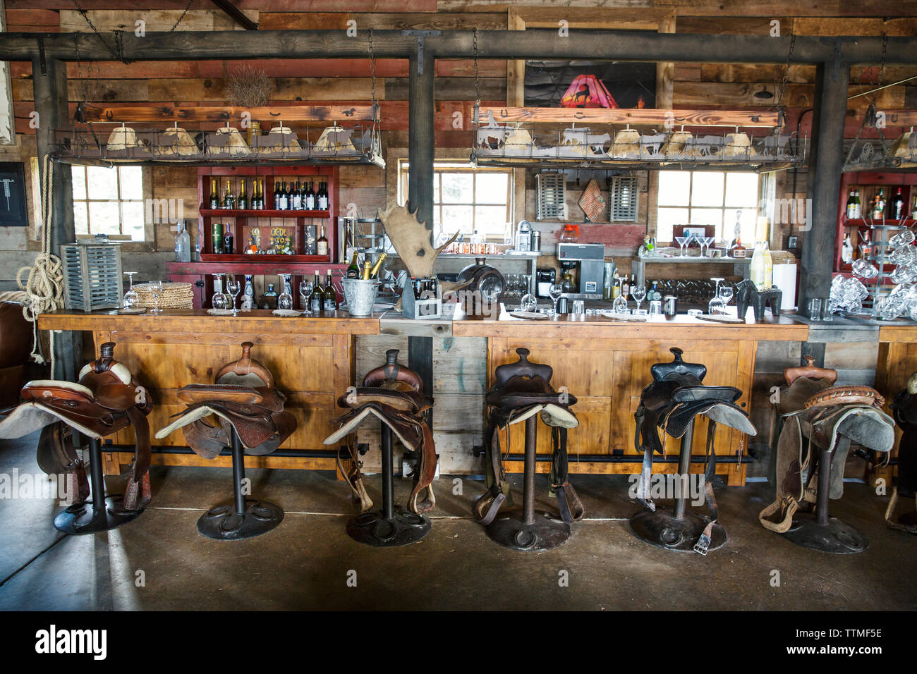 USA, Nevada, Wells, the saloon located inside Mustang Monument, A ...