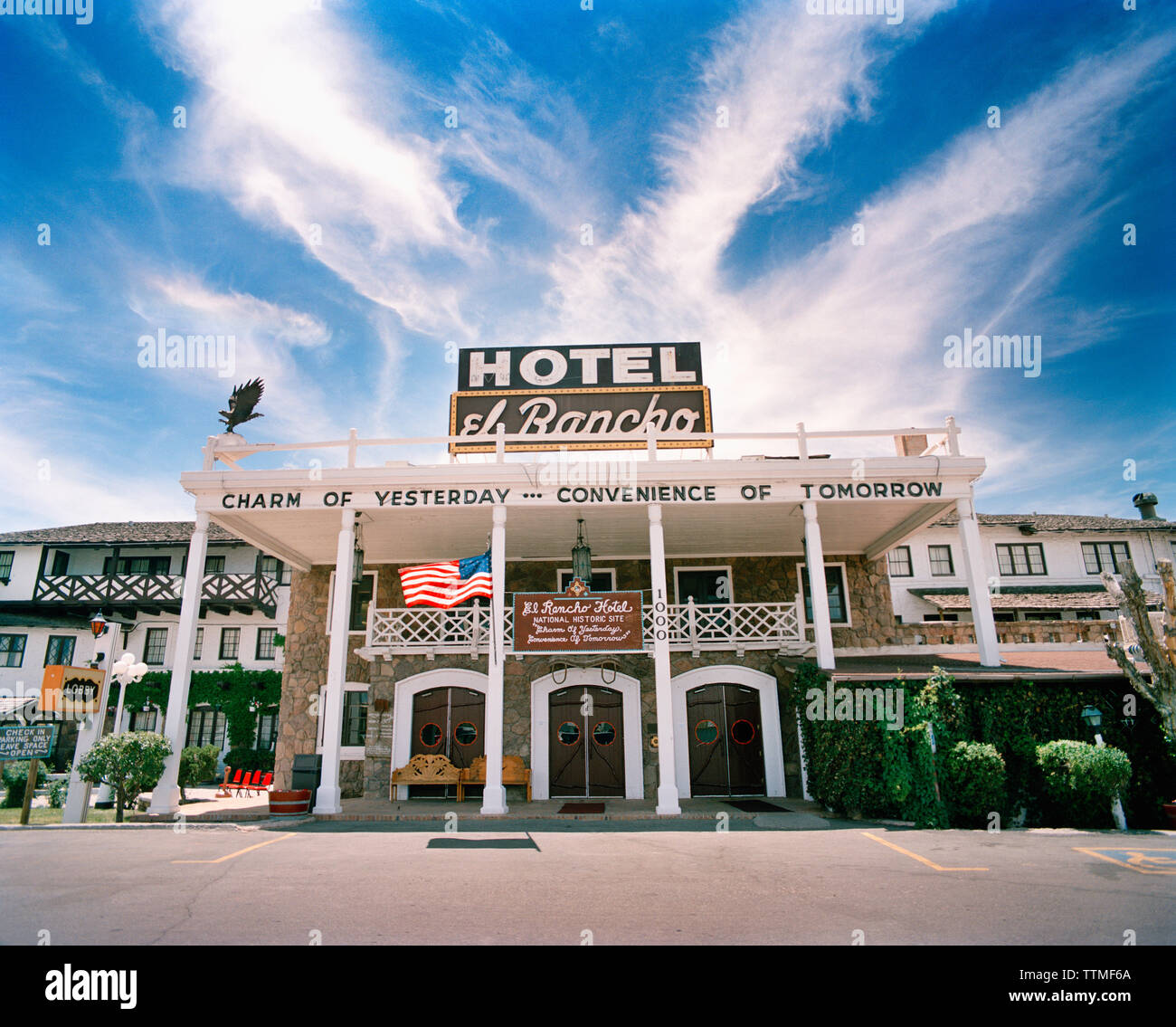 USA, New Mexico, facade of El Rancho hotel, Gallup Stock Photo - Alamy