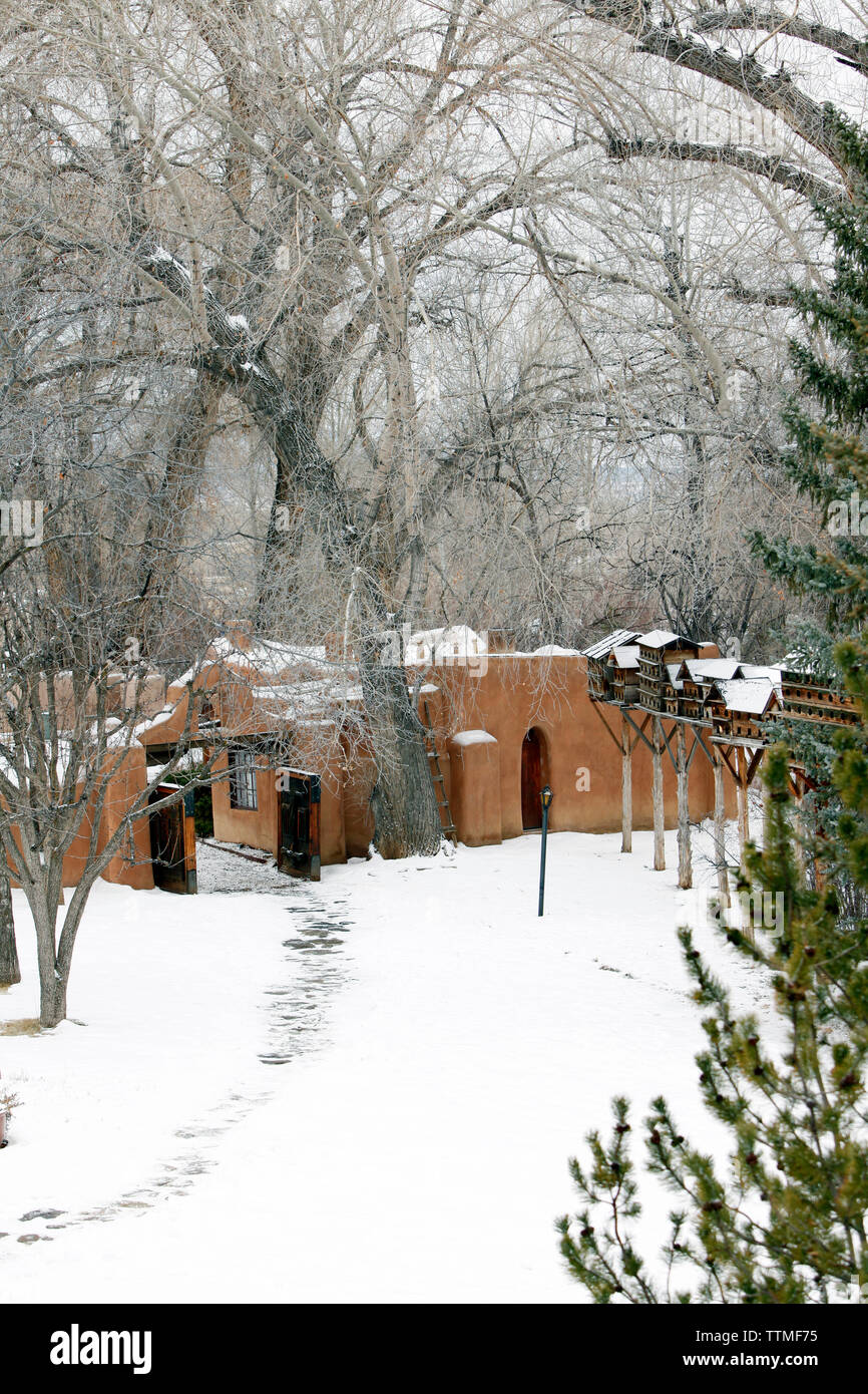 USA; New Mexico; Taos; The Mabel Dodge Luhan House, entry gate and ...