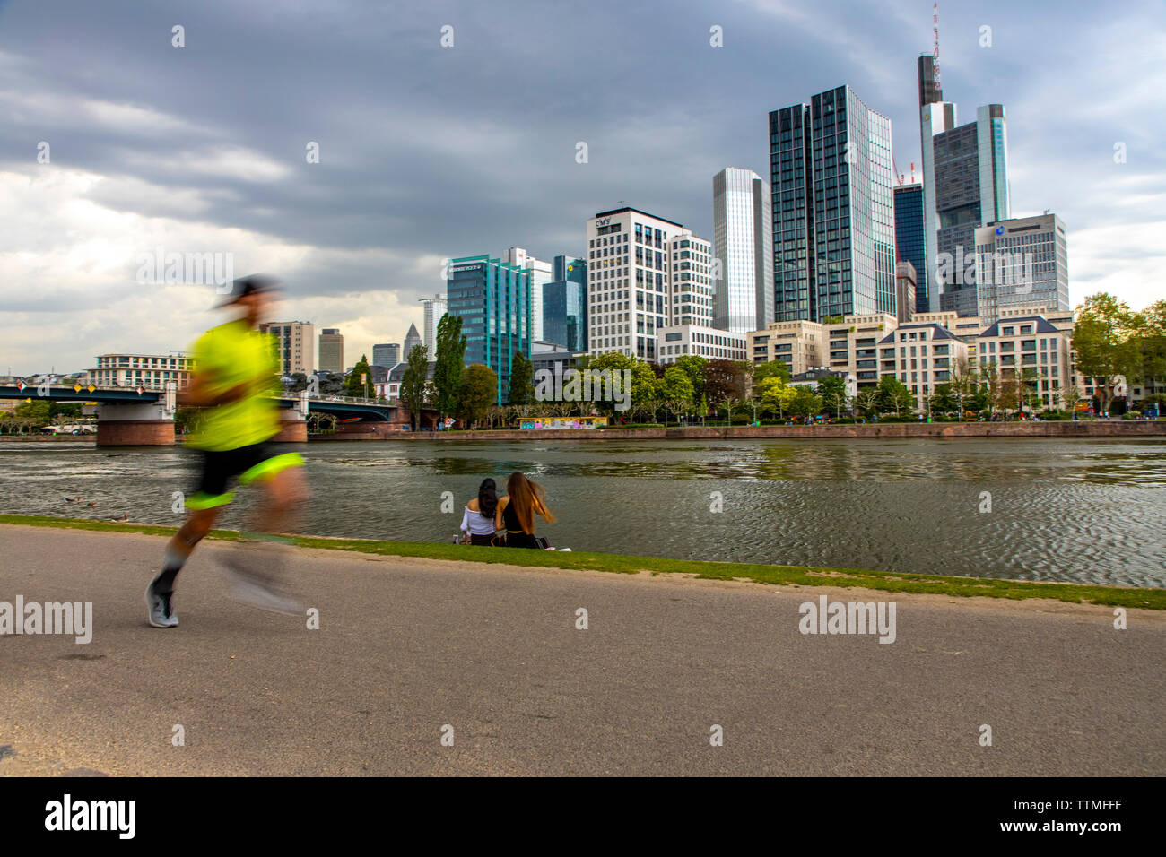 Frankfurt am Main, view of the skyline of the city center, from the ...