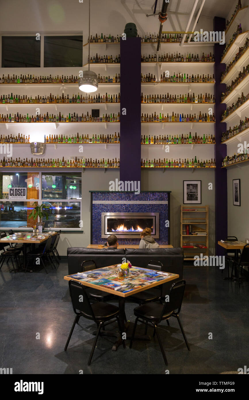 USA, Oregon, Ashland, evening interior shot of the Caldera Brewery and ...