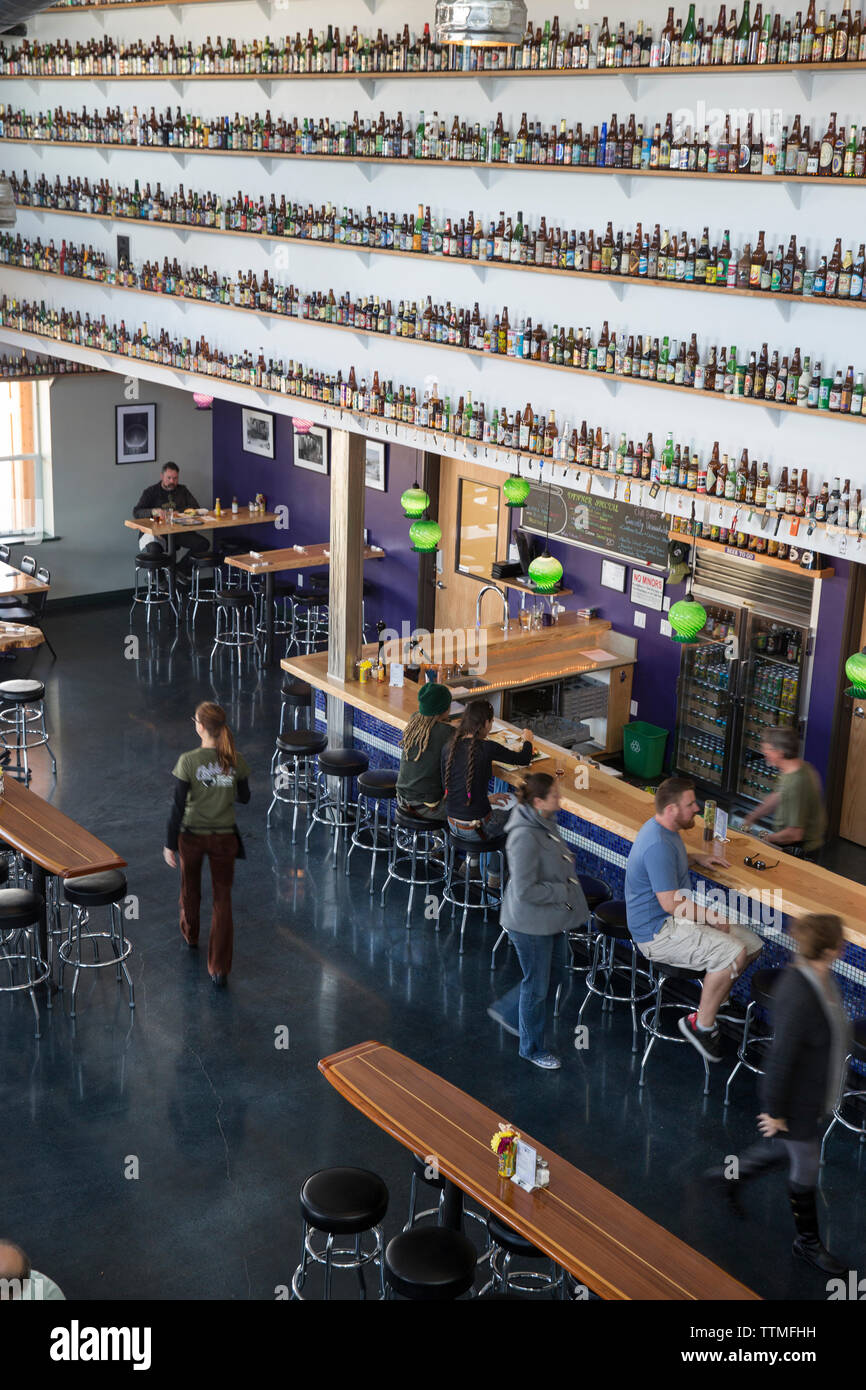USA, Oregon, Ashland, interior of the Caldera Brewery and Restaurant at ...