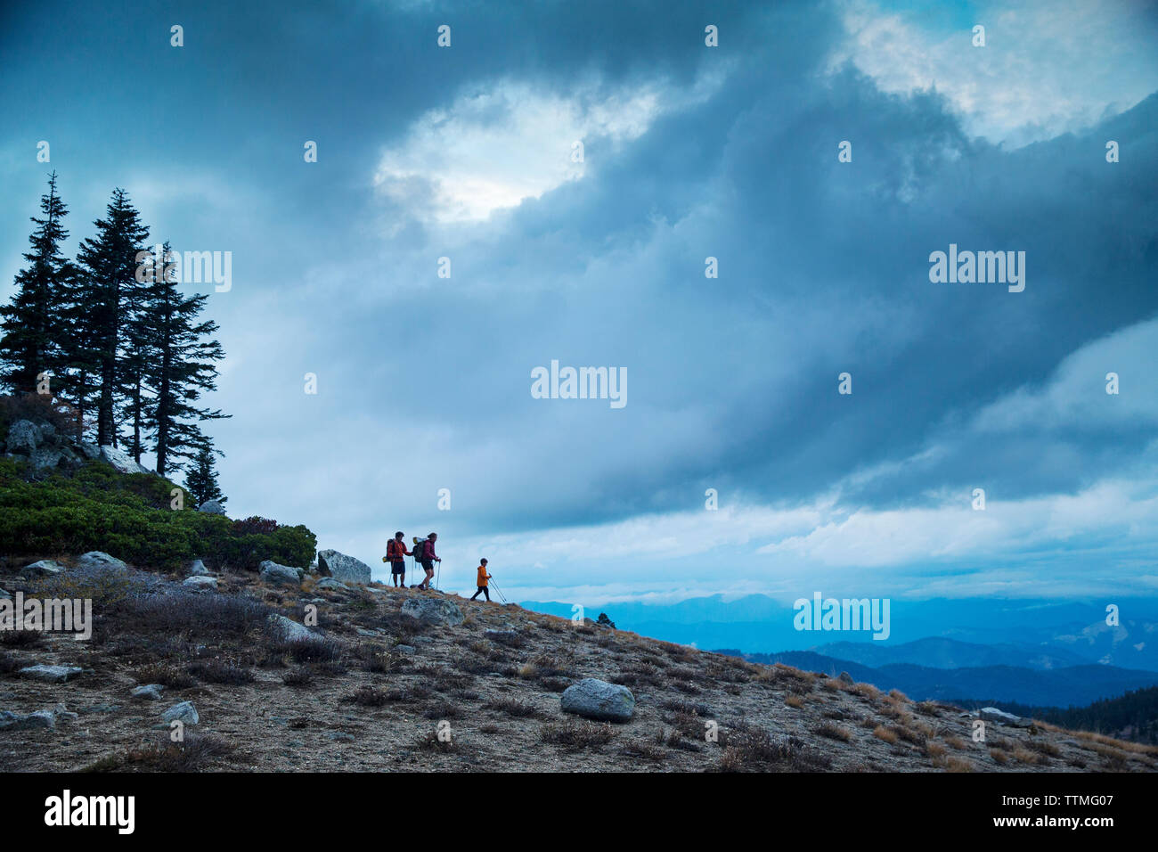 USA, Oregon, Ashland, 6 year old Christian Rego aka Buddy Backpacker ...