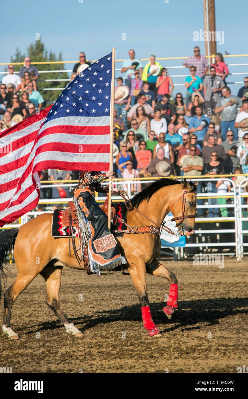 USA, Oregon, Sisters, Sisters Rodeo, during the opening ceremony for ...