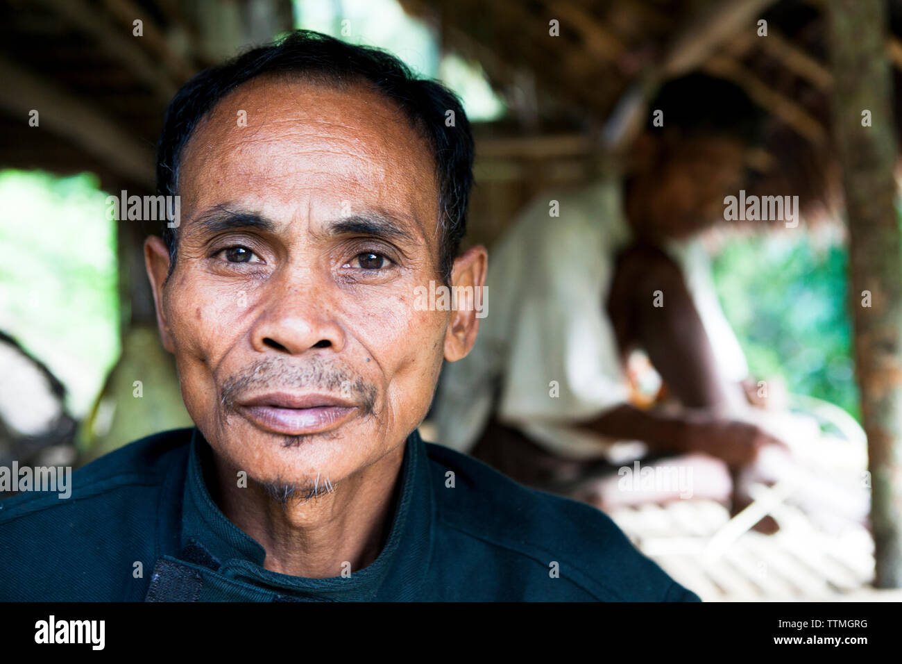 PHILIPPINES, Palawan, Barangay region, portrait of Batak Chief in his ...
