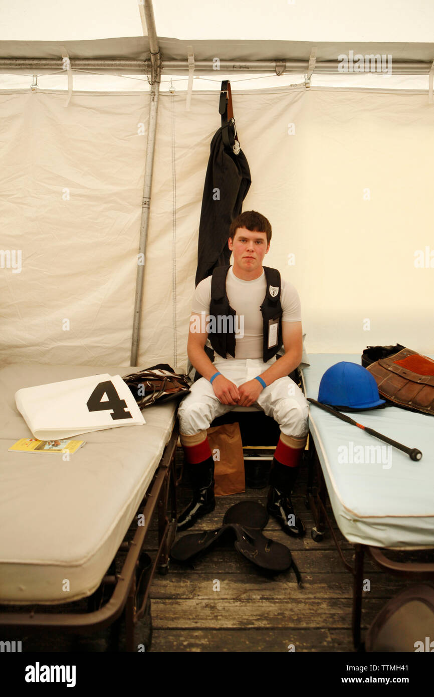 USA, Tennessee, Nashville, Iroquois Steeplechase, a jocky inside the ...