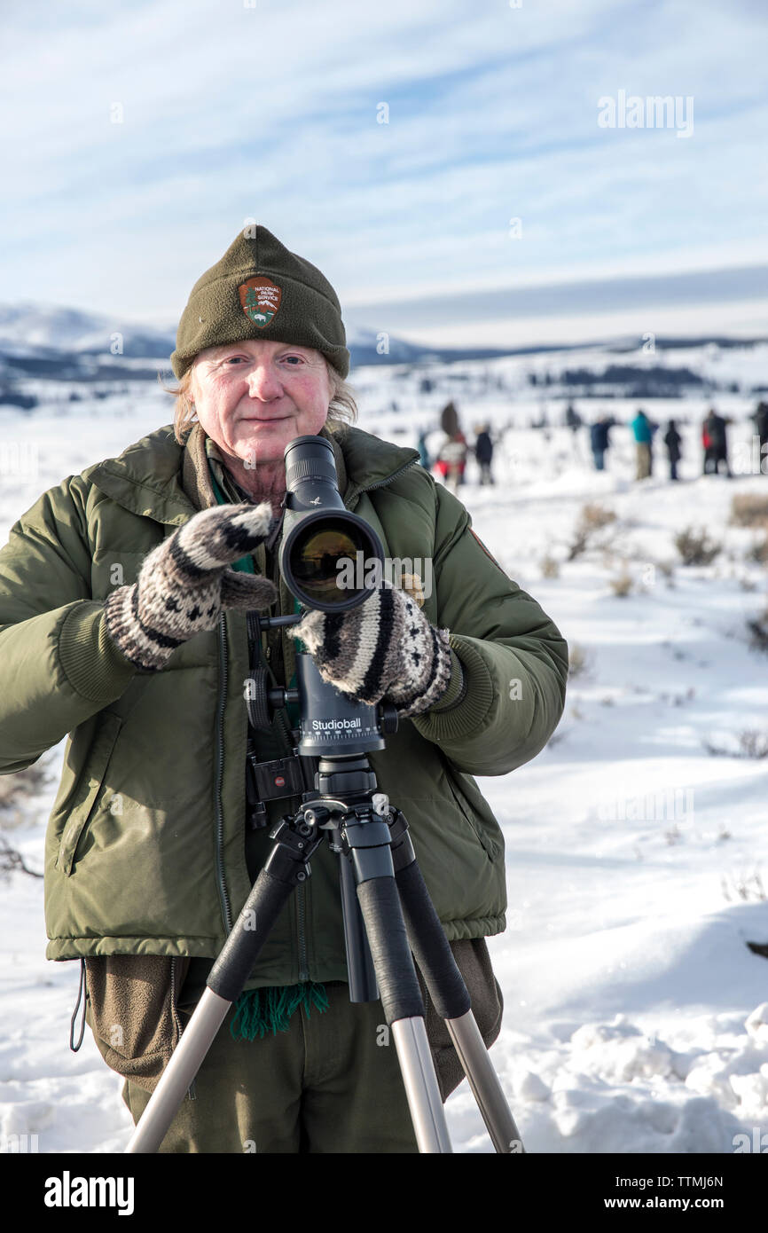 USA, Wyoming, Yellowstone National Park, Rick McIntyre, the dean of ...