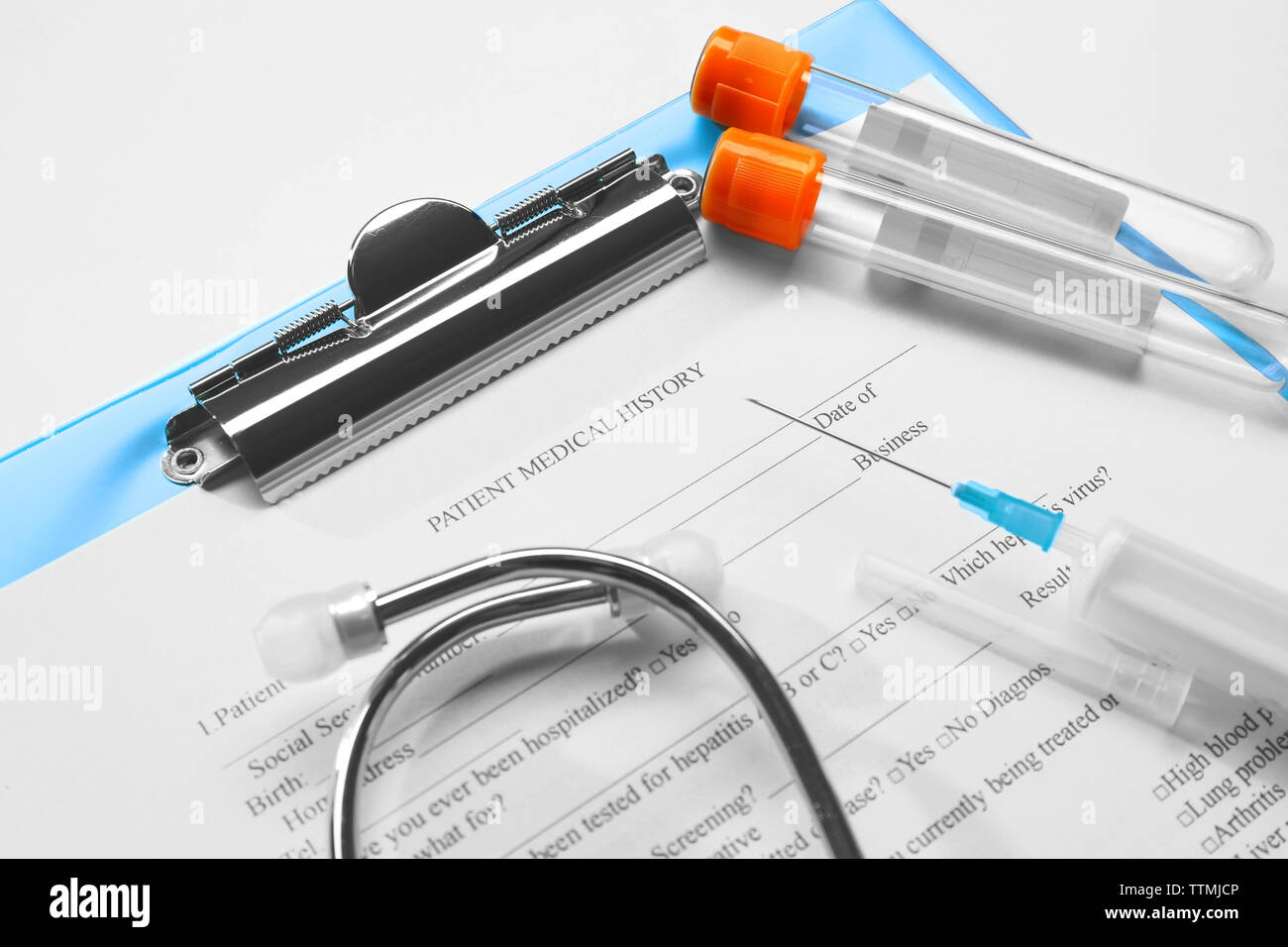 Doctor tools and patient medical history Stock Photo - Alamy