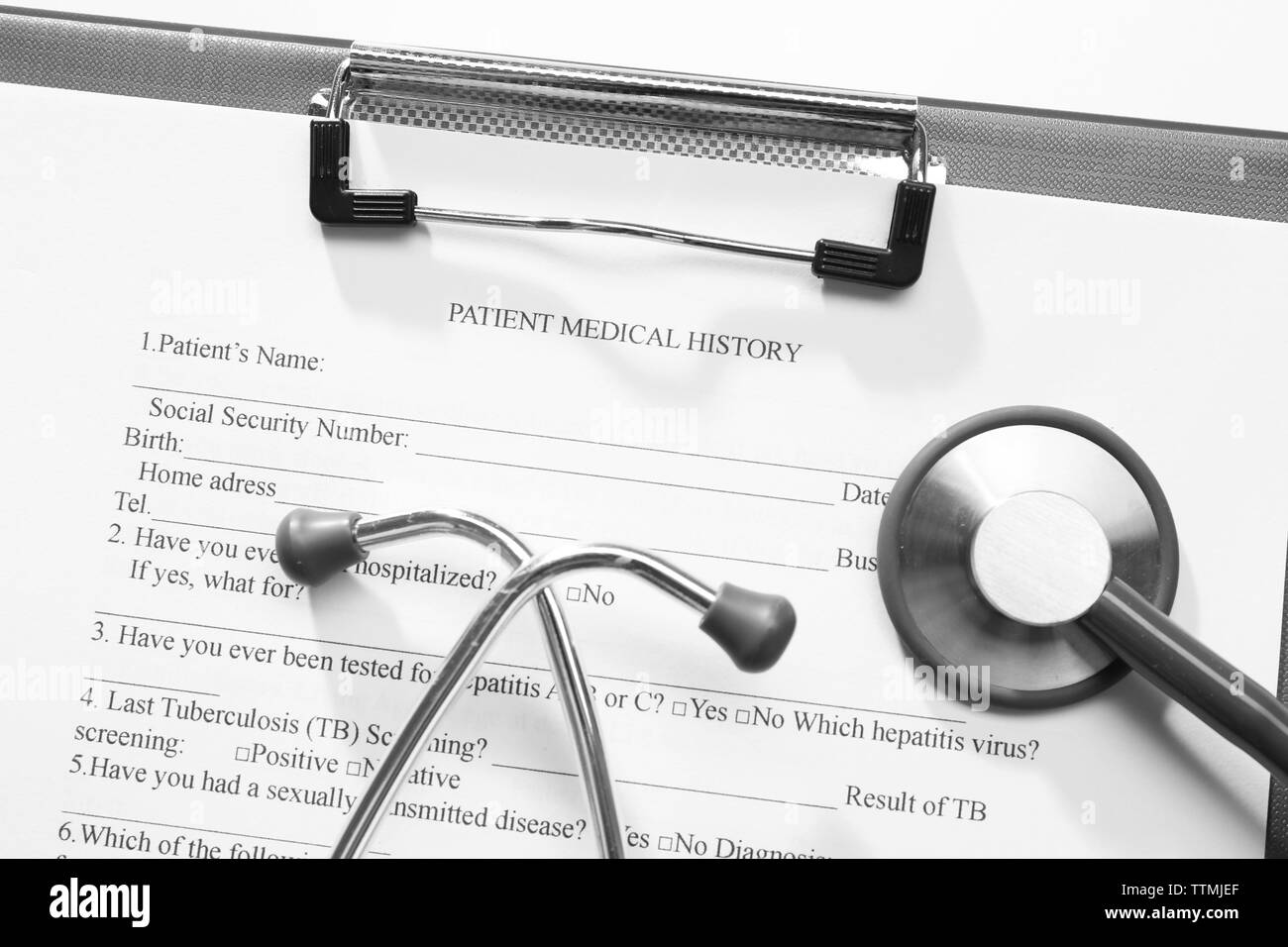 Stethoscope and patient medical history Stock Photo - Alamy