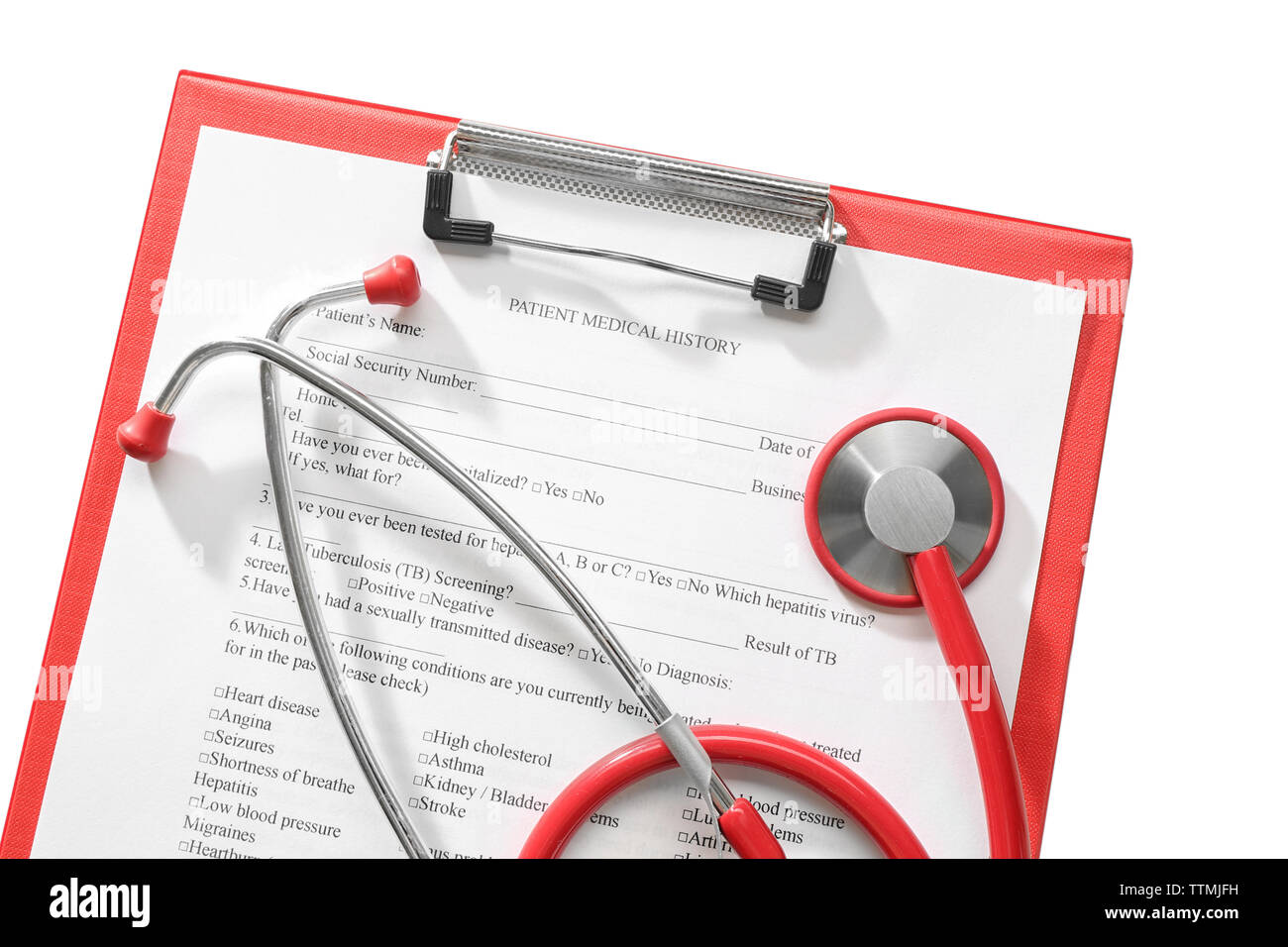 Stethoscope and patient medical history Stock Photo - Alamy
