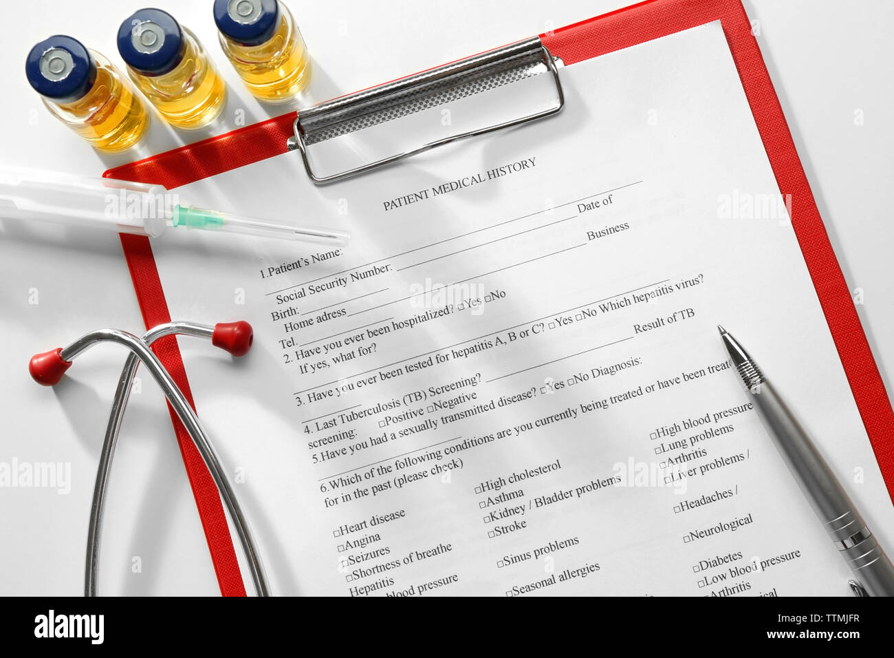 Doctor tools and patient medical history Stock Photo - Alamy