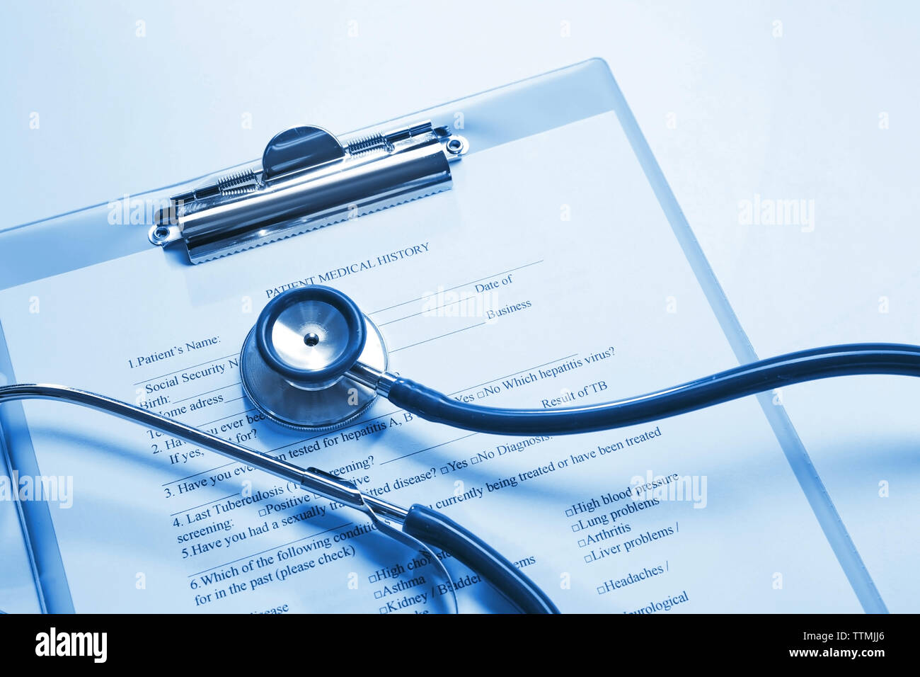 Stethoscope and patient medical history Stock Photo - Alamy