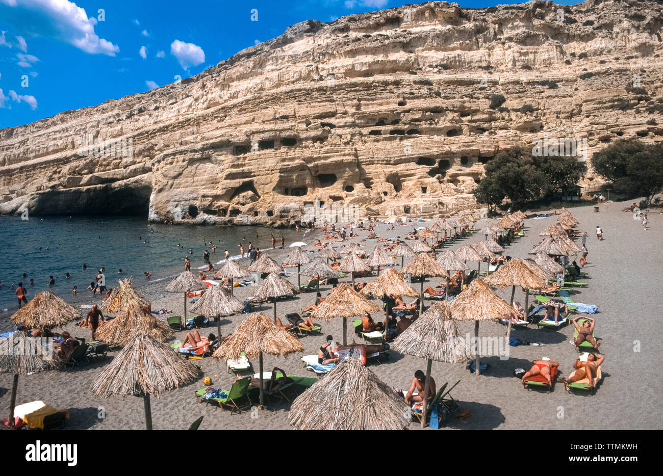 Greece Crete Island - Matala Beach Stock Photo - Alamy