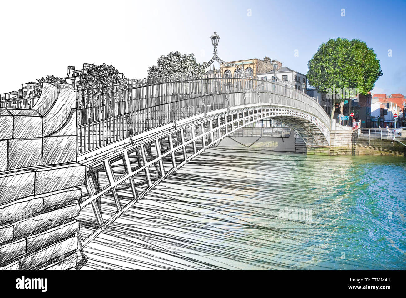 The most famous bridge in Dublin called "Half penny bridge" due to the ...
