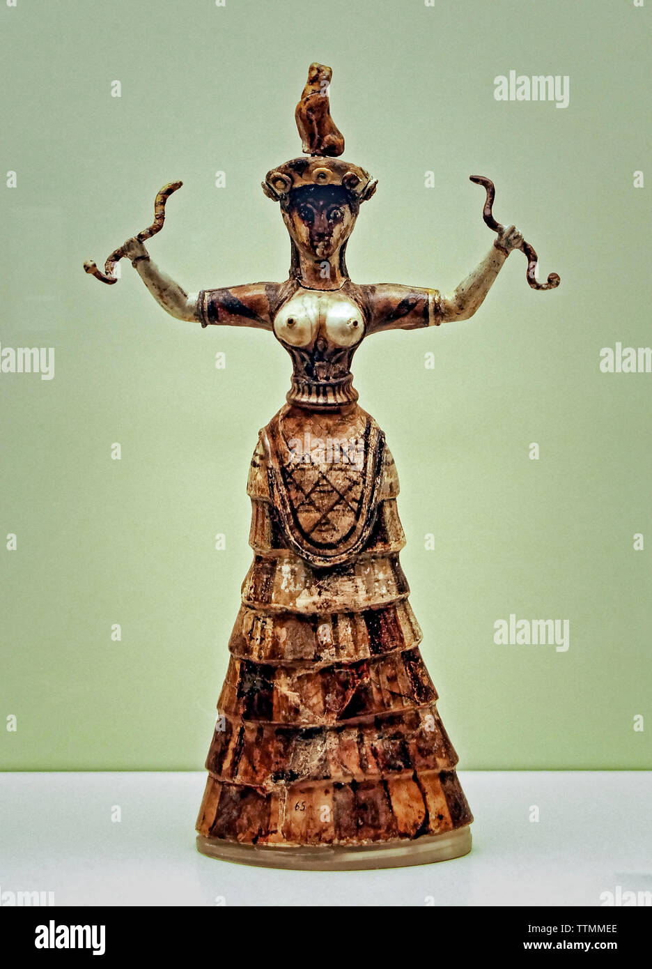 Greece Crete Heraklion Archeological Museum - Snake Godness Stock Photo ...