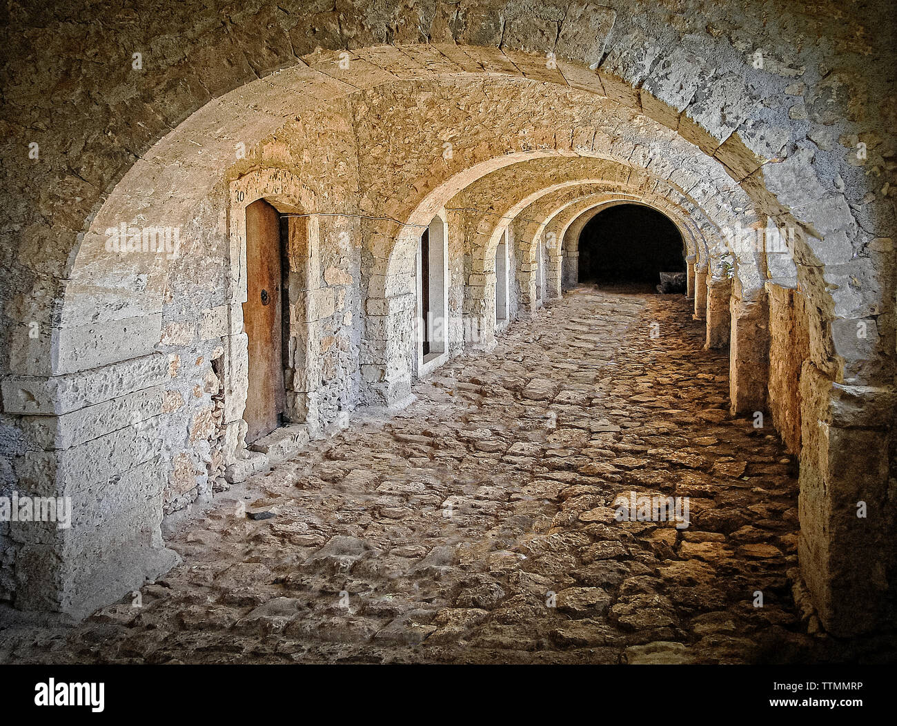 Greece Crete Arkadi Monastery - arcade of Cloister Stock Photo - Alamy