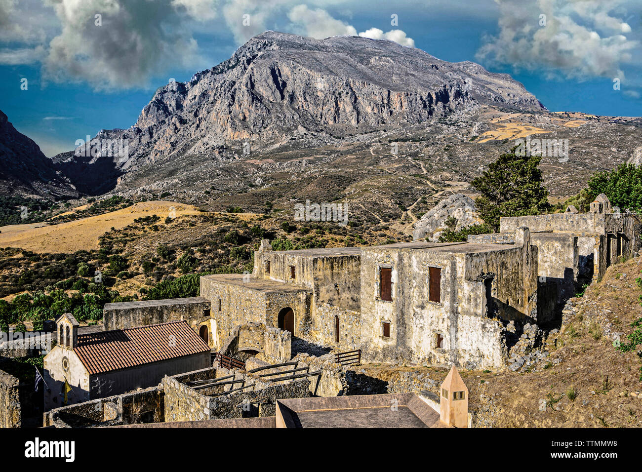 Greece Crete Old Preveli Monastery - ruins Stock Photo - Alamy