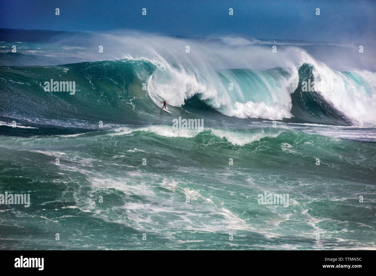 HAWAII, Oahu, North Shore, Eddie Aikau, 2016, surfers competing in the ...
