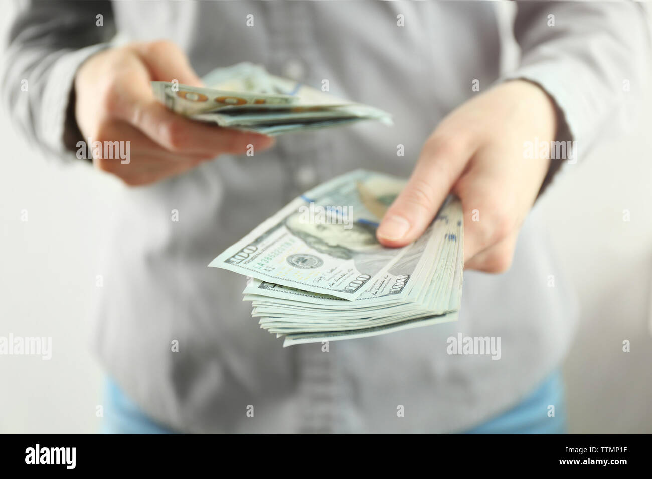 Woman counting money, closeup Stock Photo - Alamy