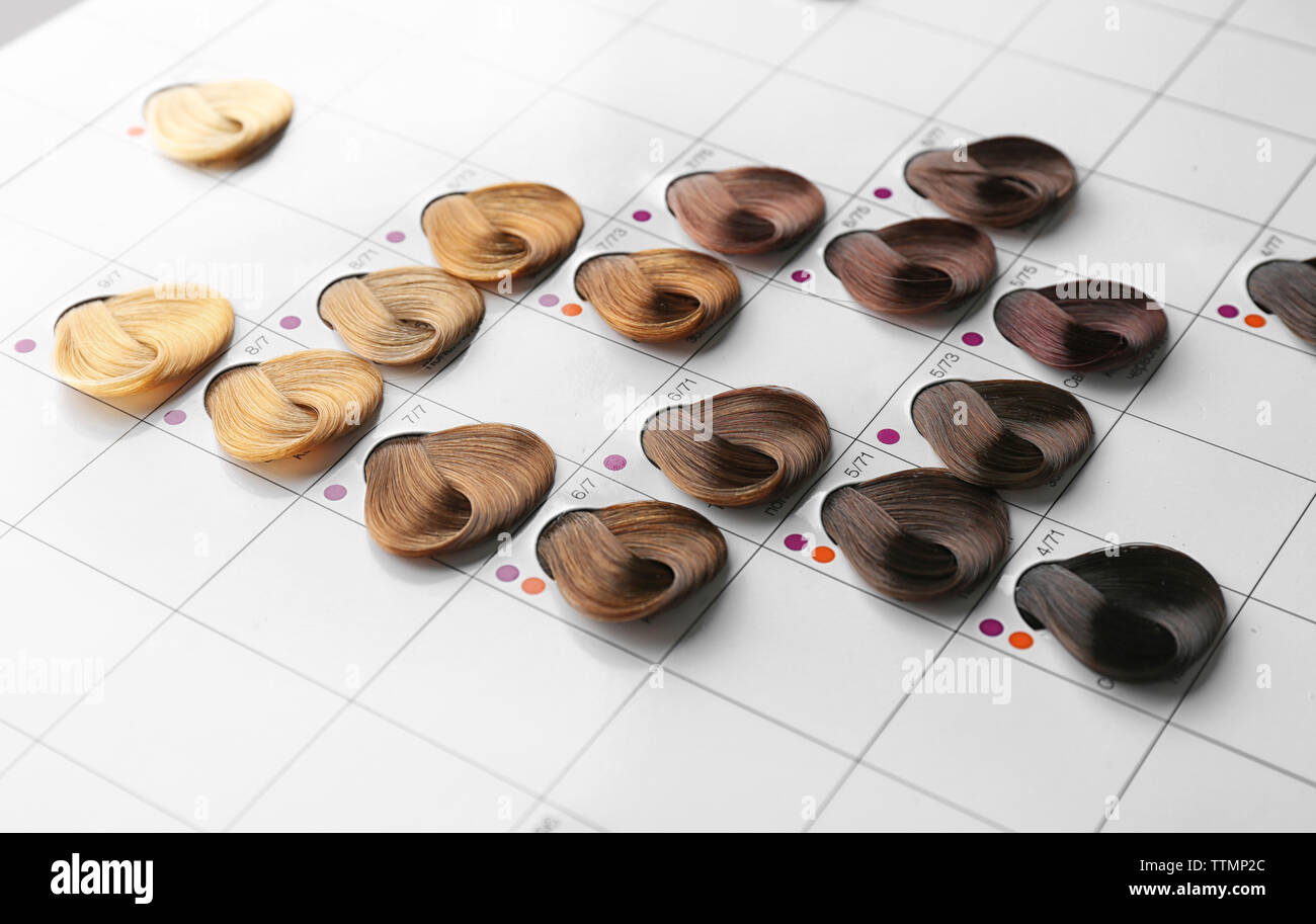 Palette of different colors to hair dye at hairdressing salon Stock ...