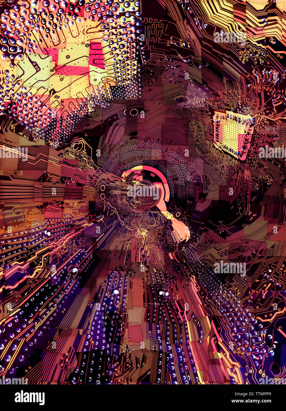 Abstraction based on the image of the motherboard of a personal ...