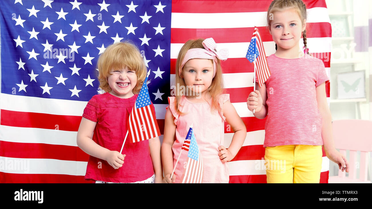 Children and American flag in kindergarten Stock Photo - Alamy