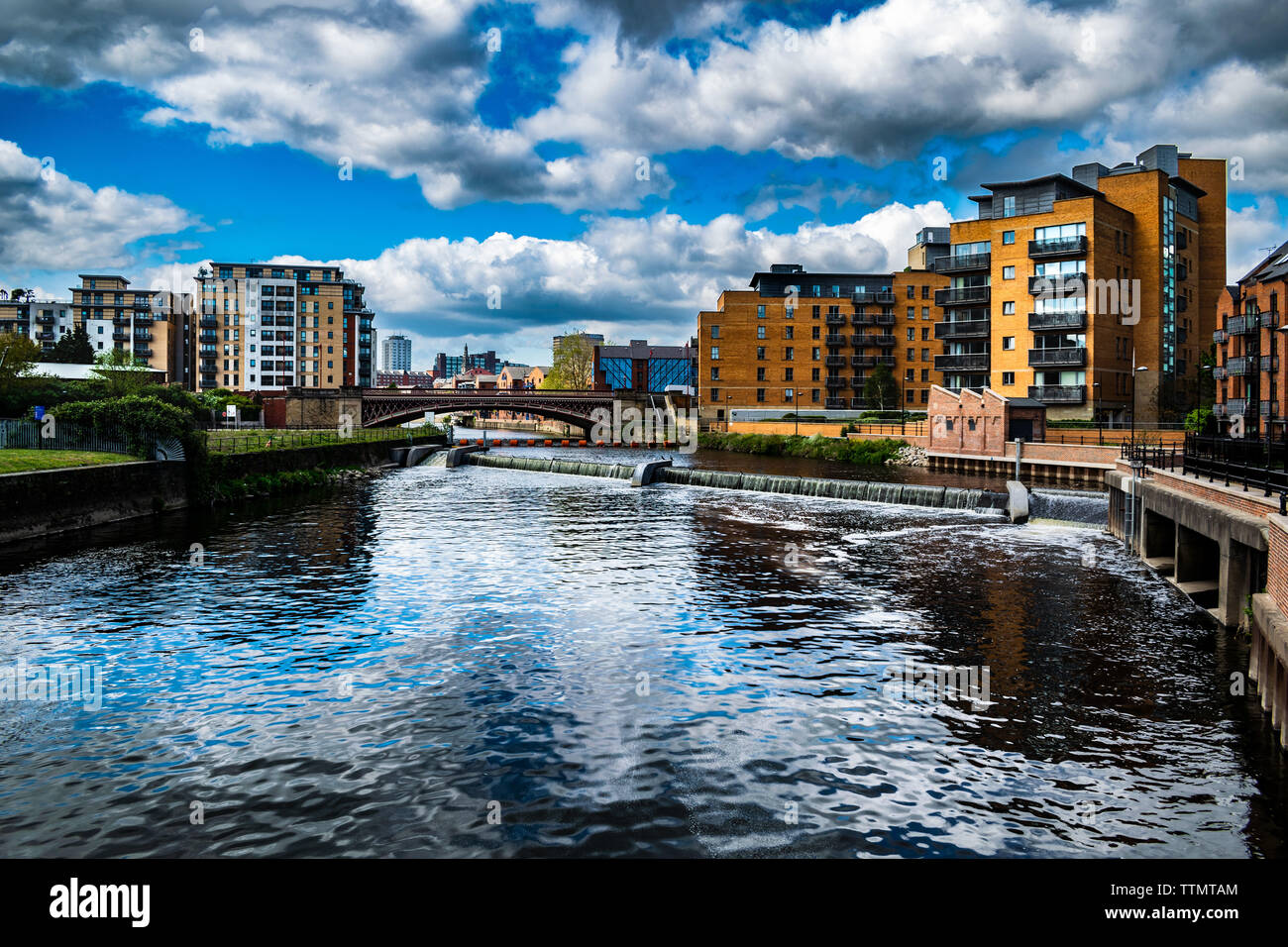 The River Aire in Leeds, Yorkshire. collection of colour + black and ...