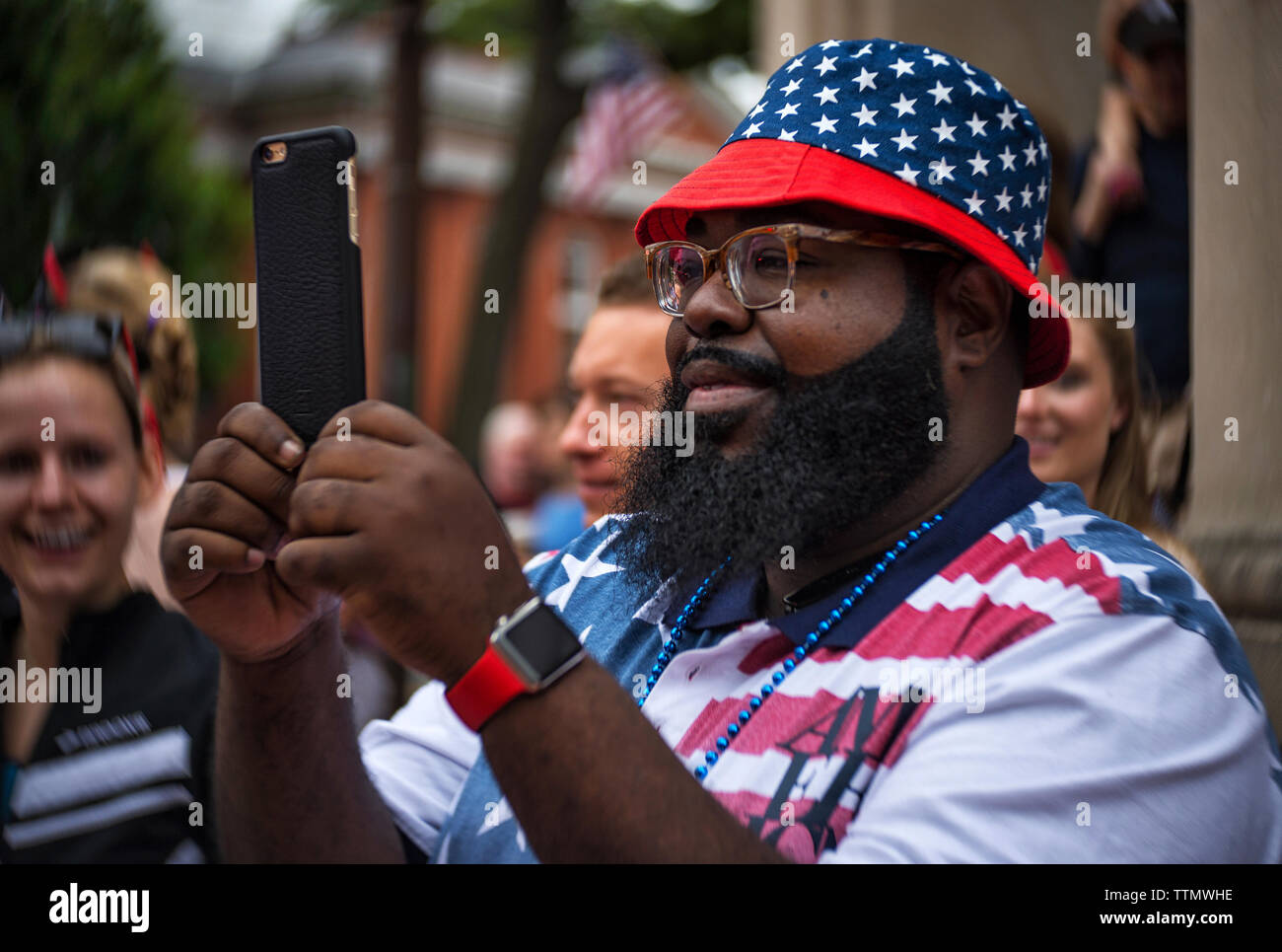 UNITED STATES - July 4, 2016: Shawn Stephens takes photos during the ...