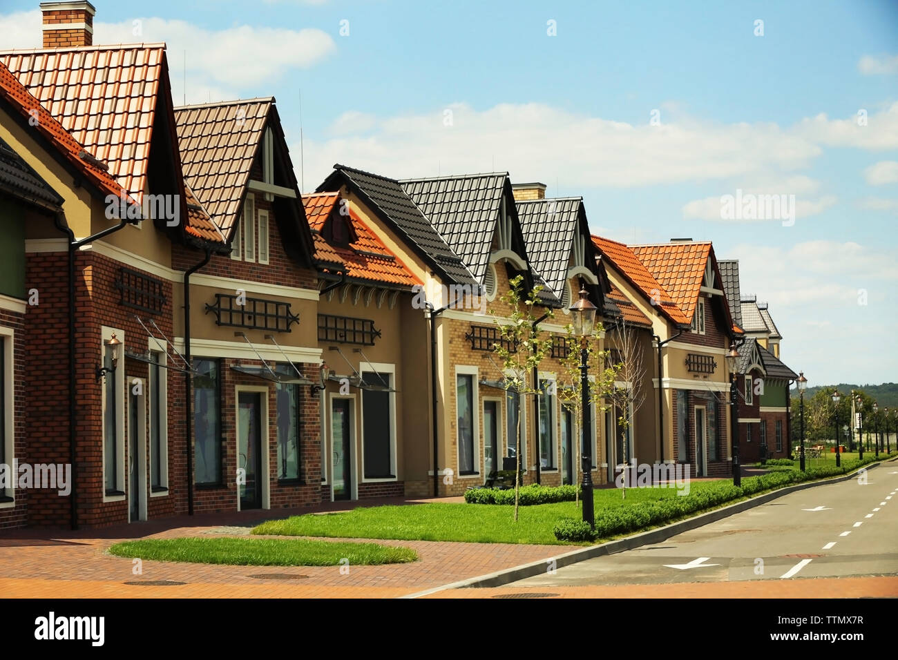 Street of small city Stock Photo - Alamy