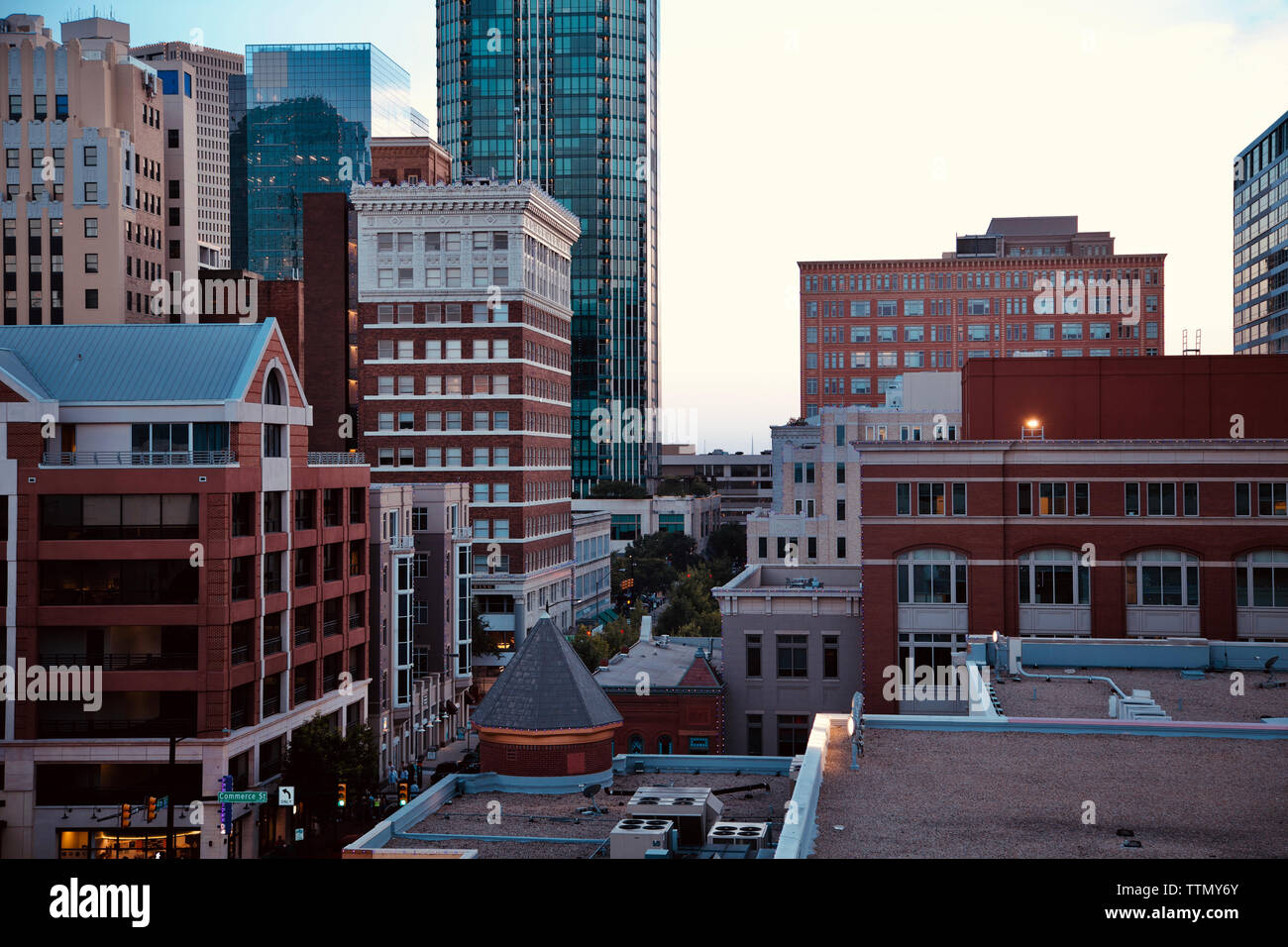 Red Buildings Downtown Stock Photo - Alamy