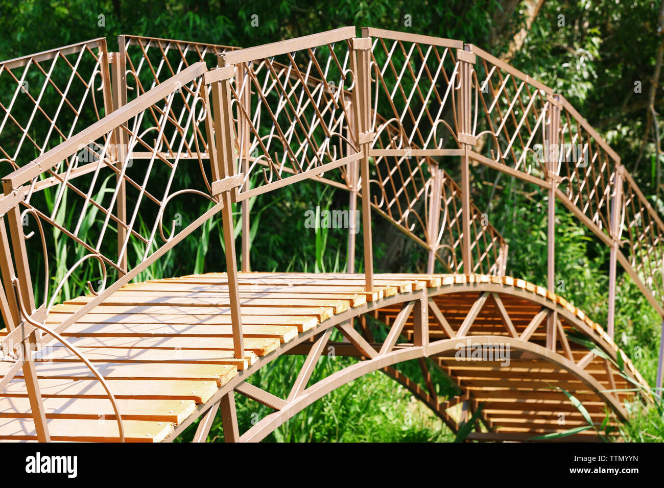 Rustic wooden bridge Stock Photo - Alamy