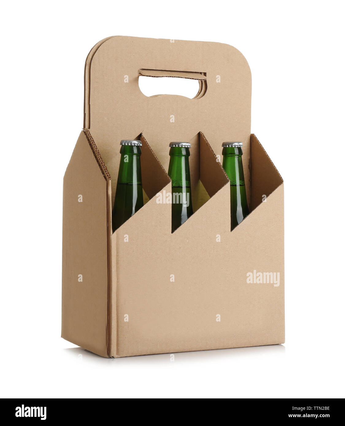 Paper beer package on white background Stock Photo - Alamy